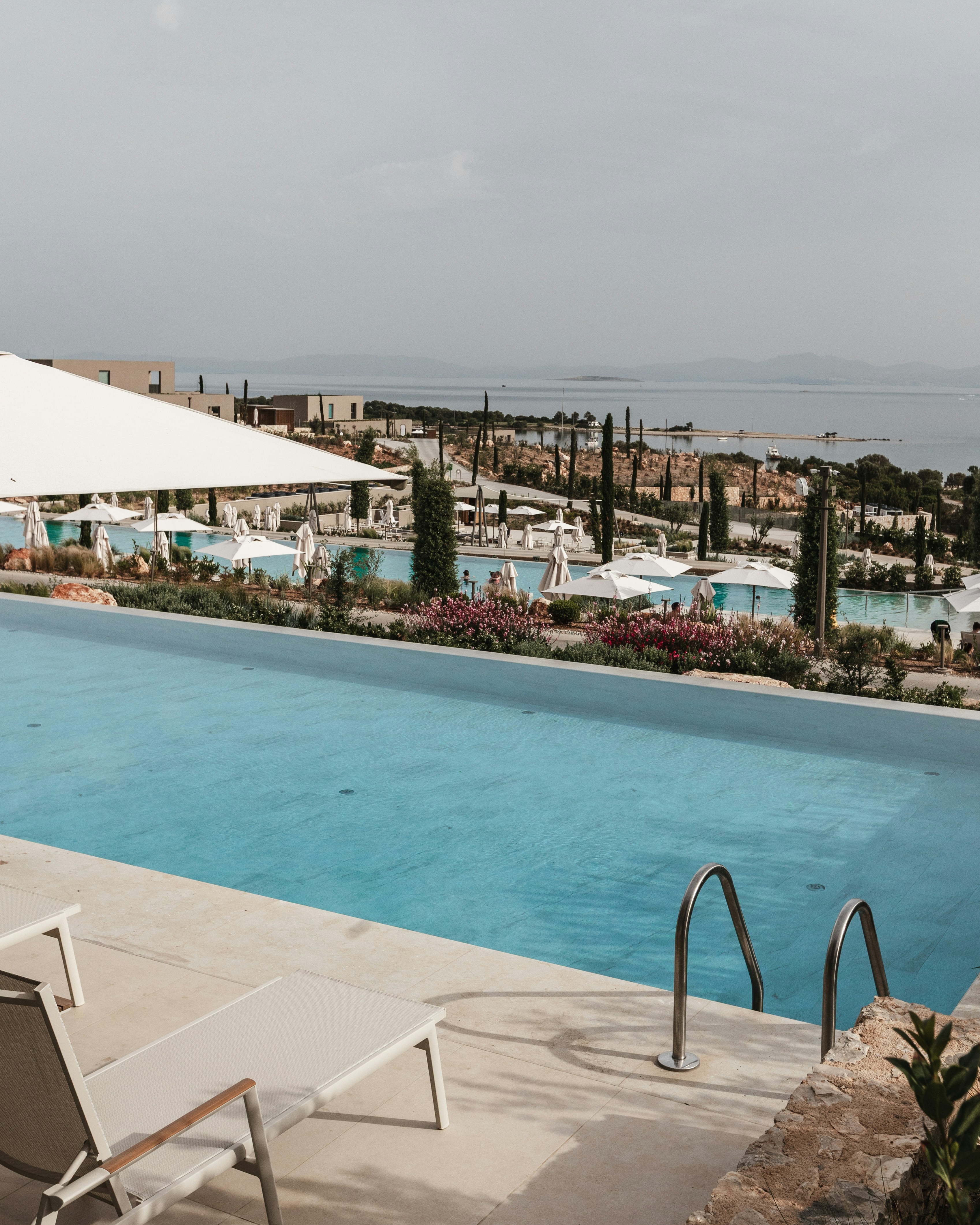 Poolside Oasis Overlooking a Mediterranean Sea