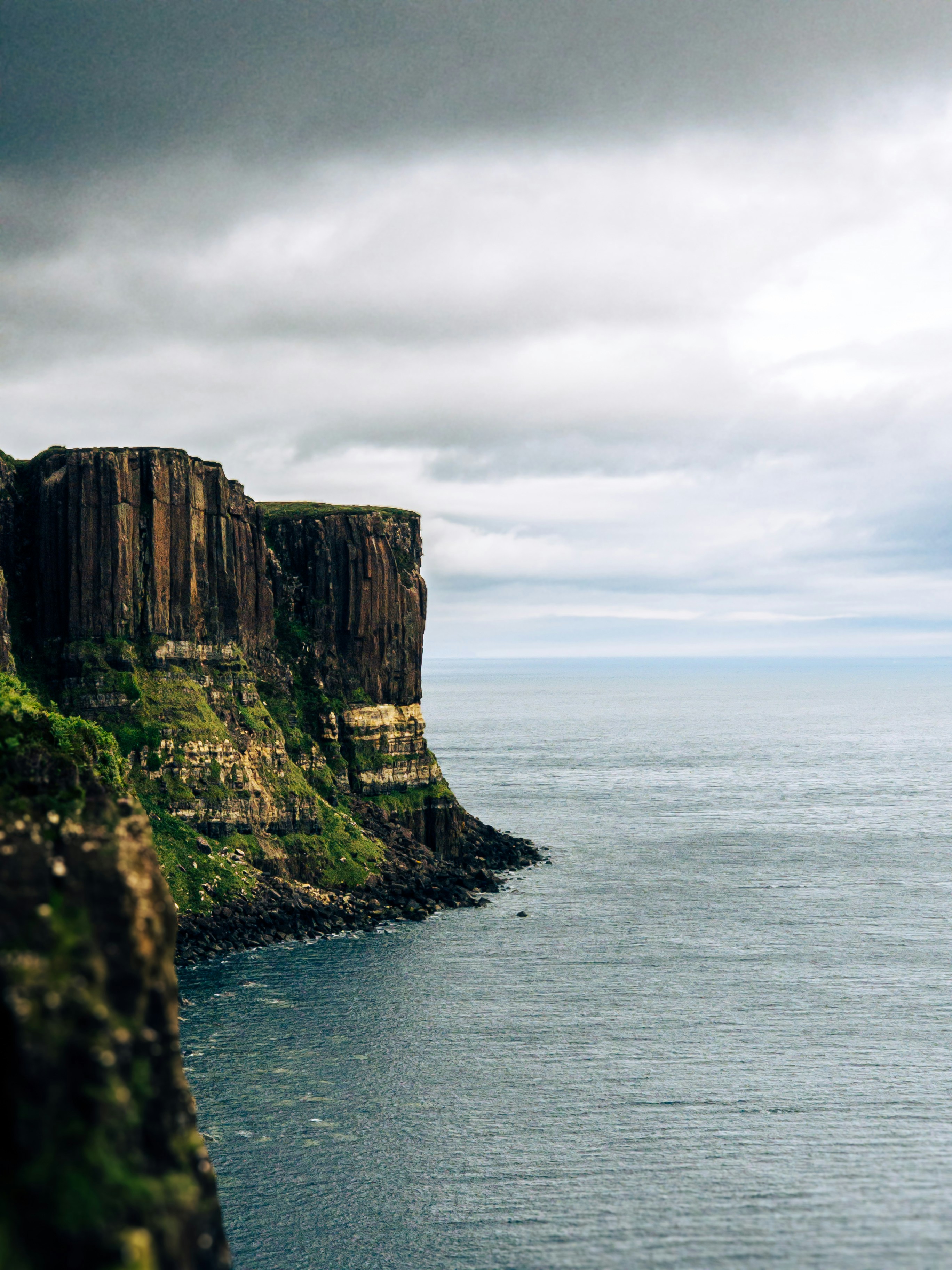 Cliffside Looming Over a Quiet Sea