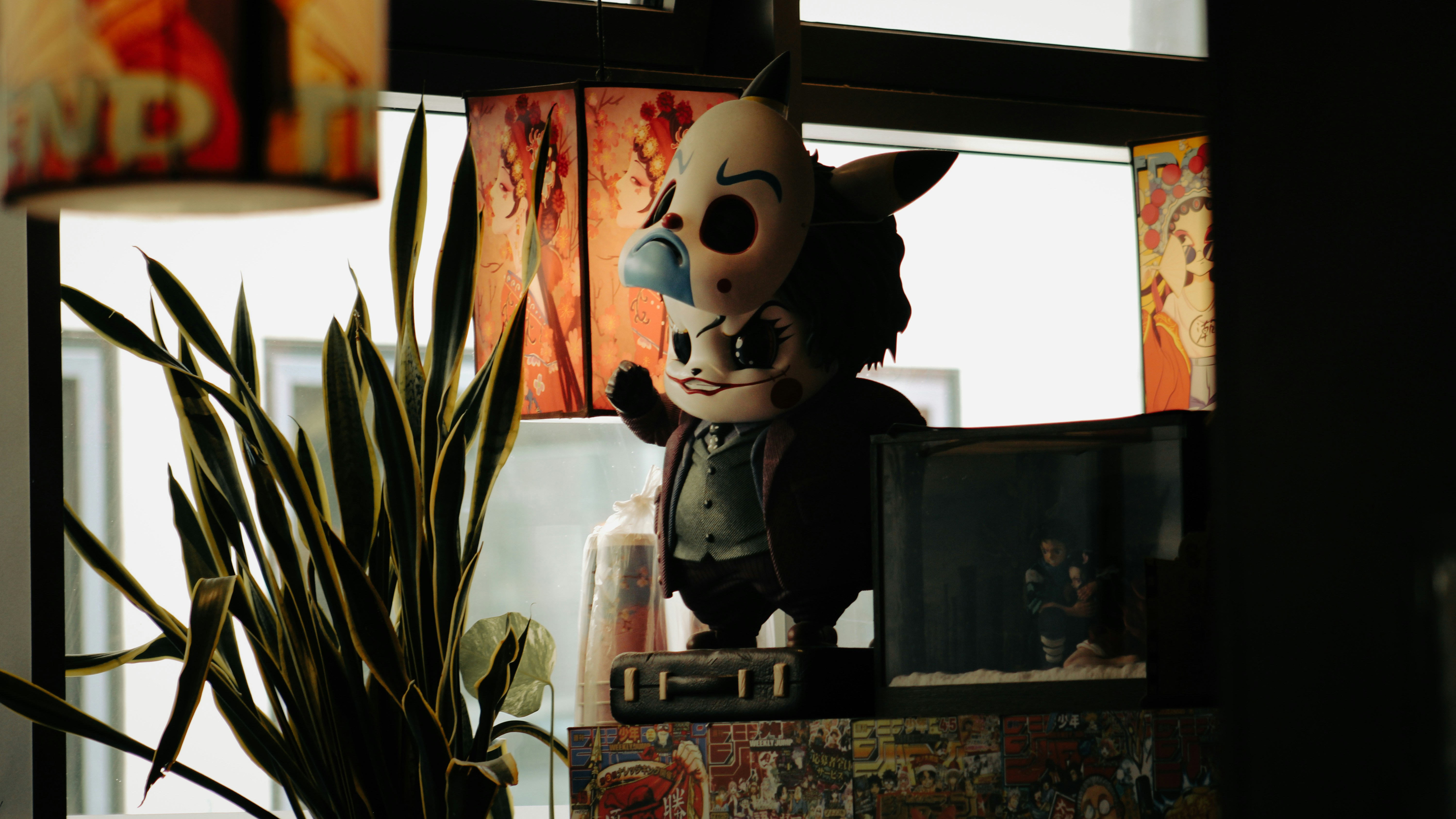 Whimsical Mascot Guarding a Corner Studio