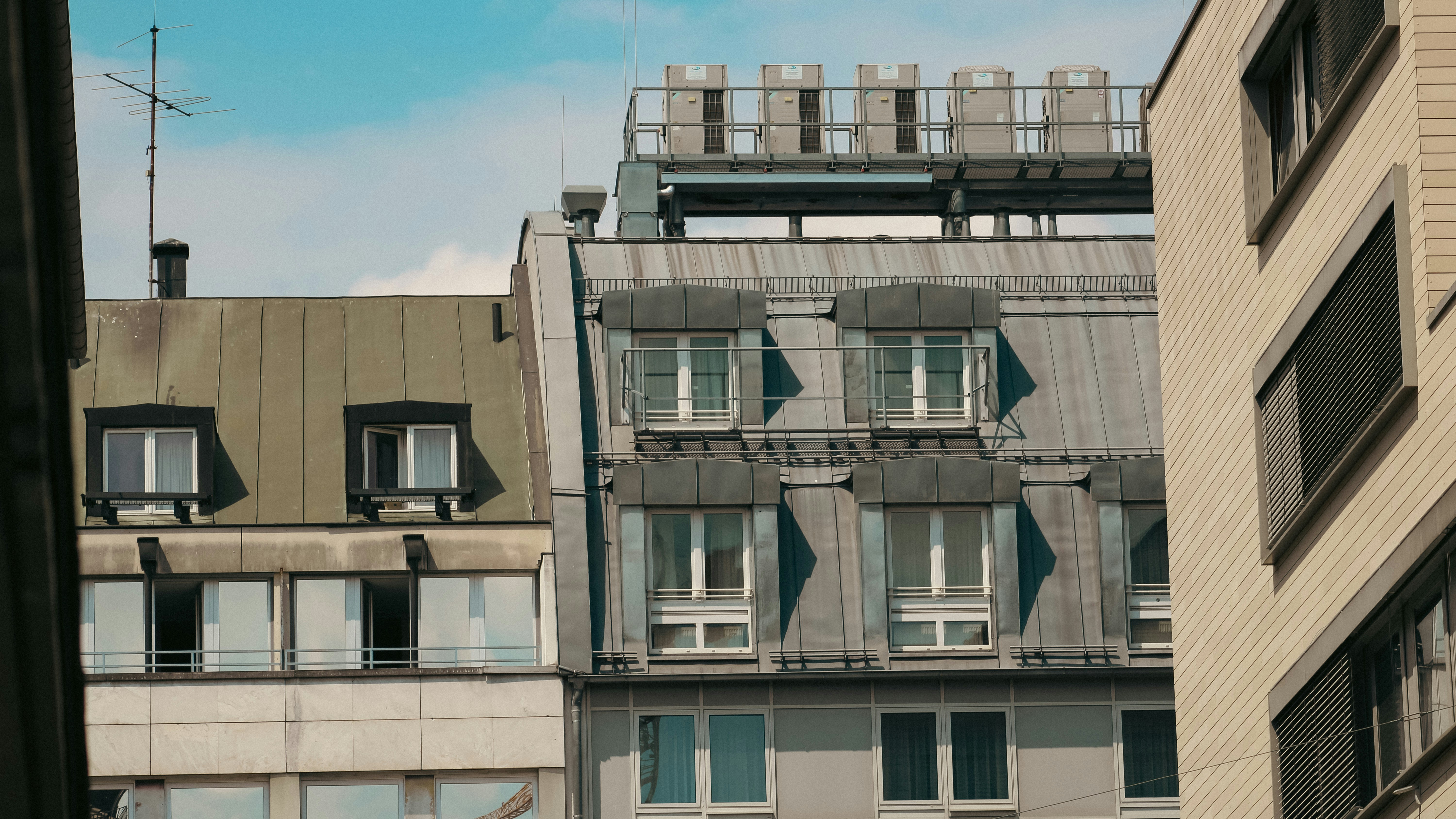 Urban Facades: Windowed Geometry under a Bright Sky