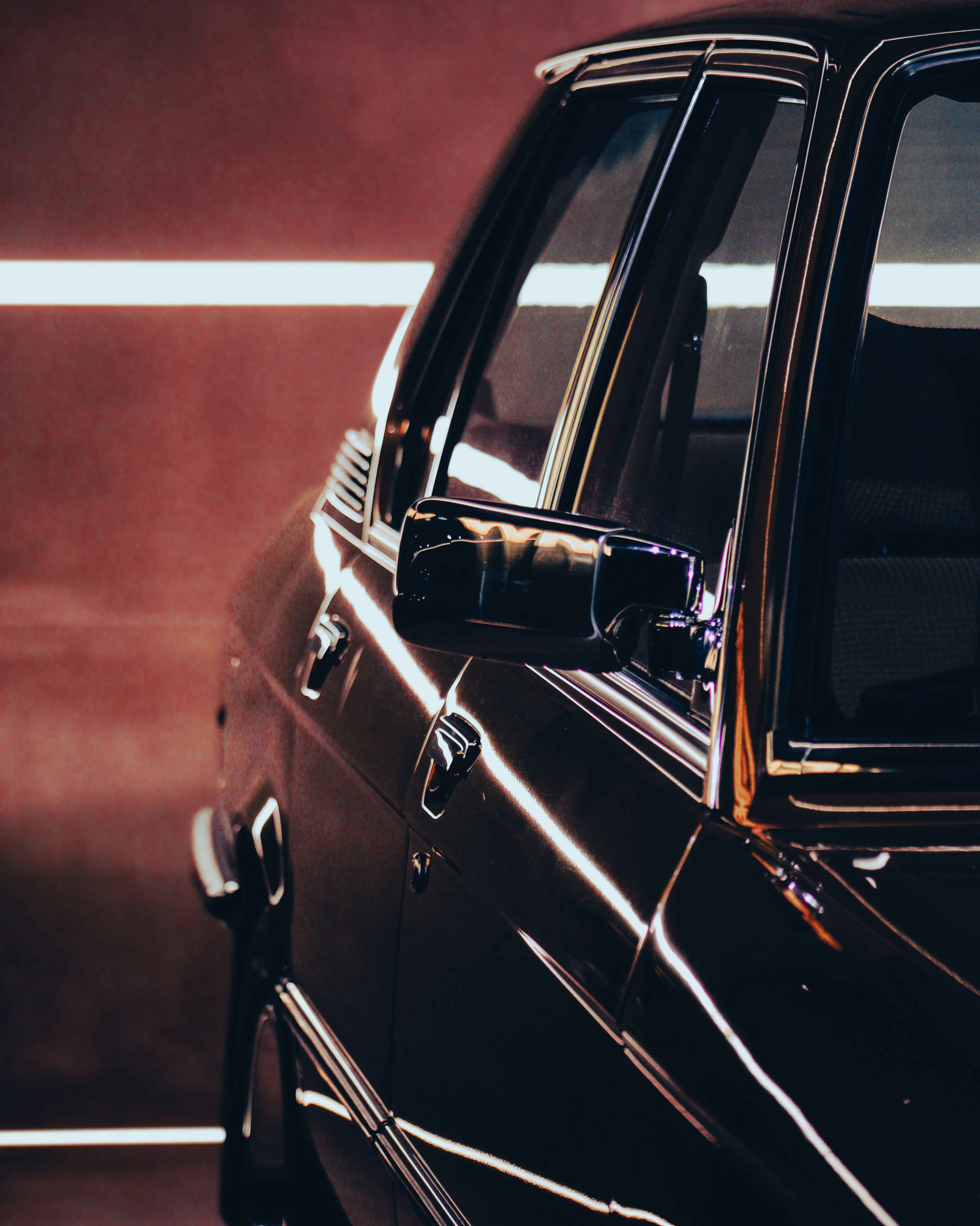 Chrome Reflections: A Close Portrait of a Classic Car's Side