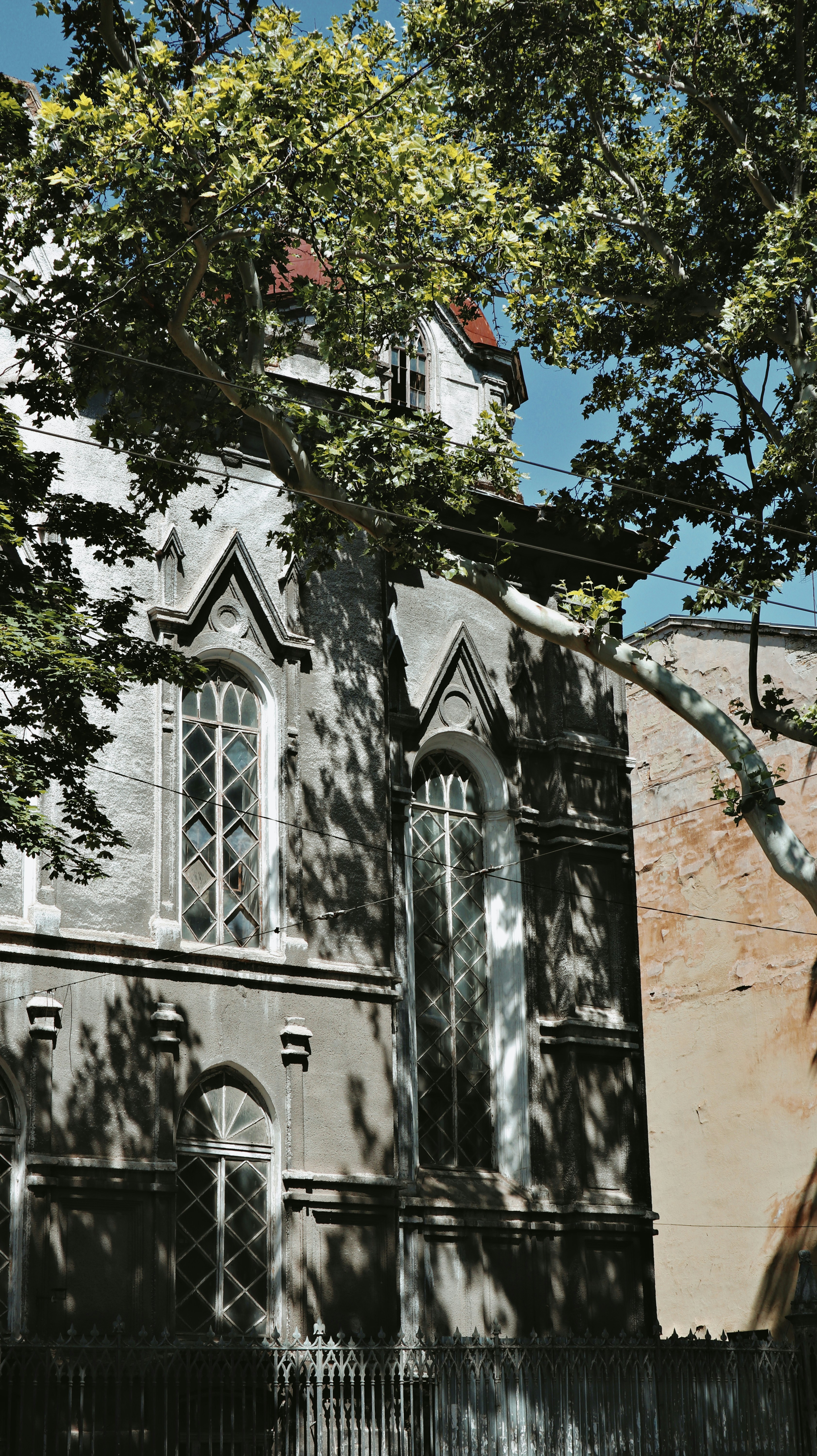 Gothic Facade Framed by Veiled Sunlight