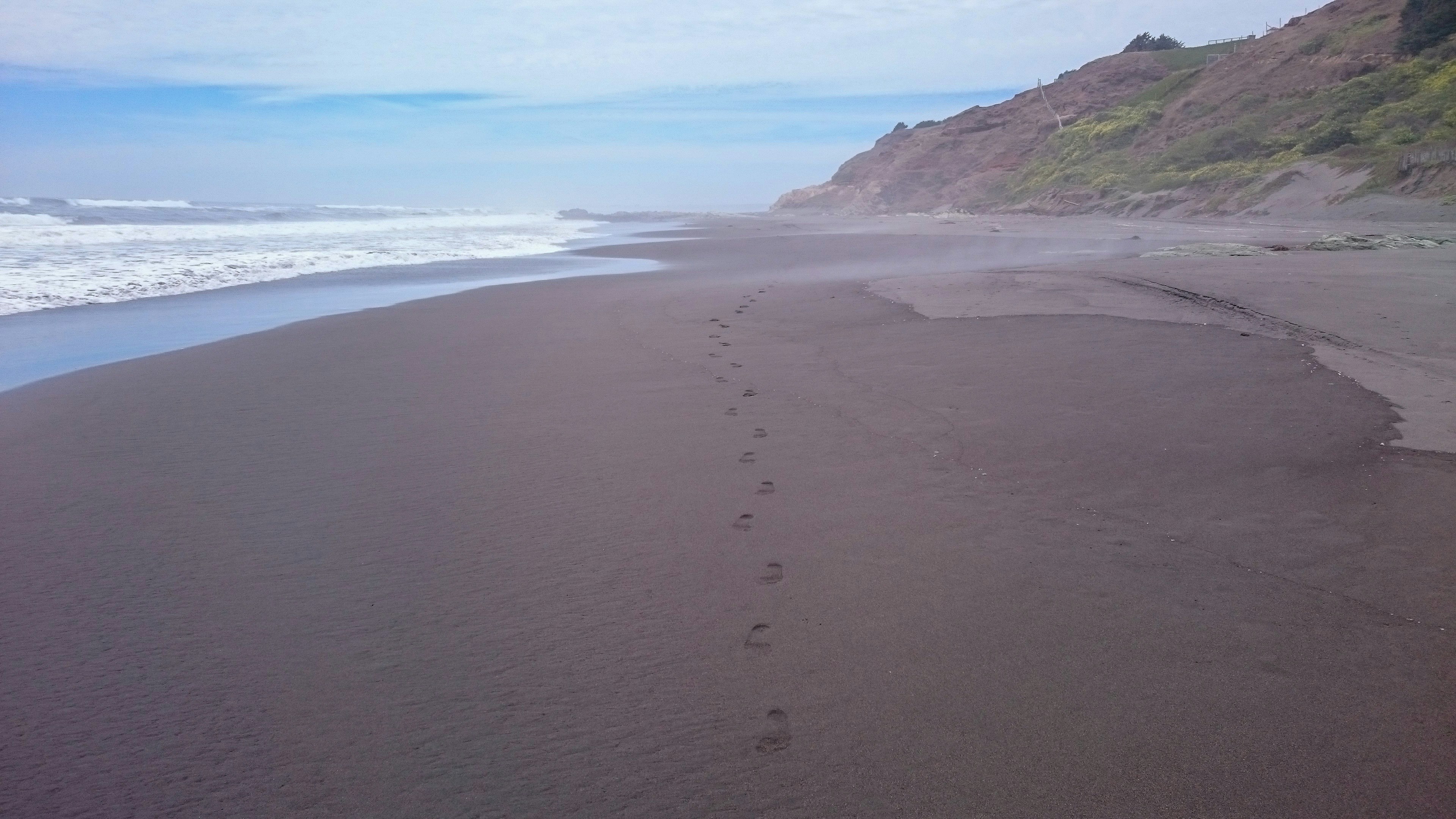 Footprints in the Quiet Strip of Dunes