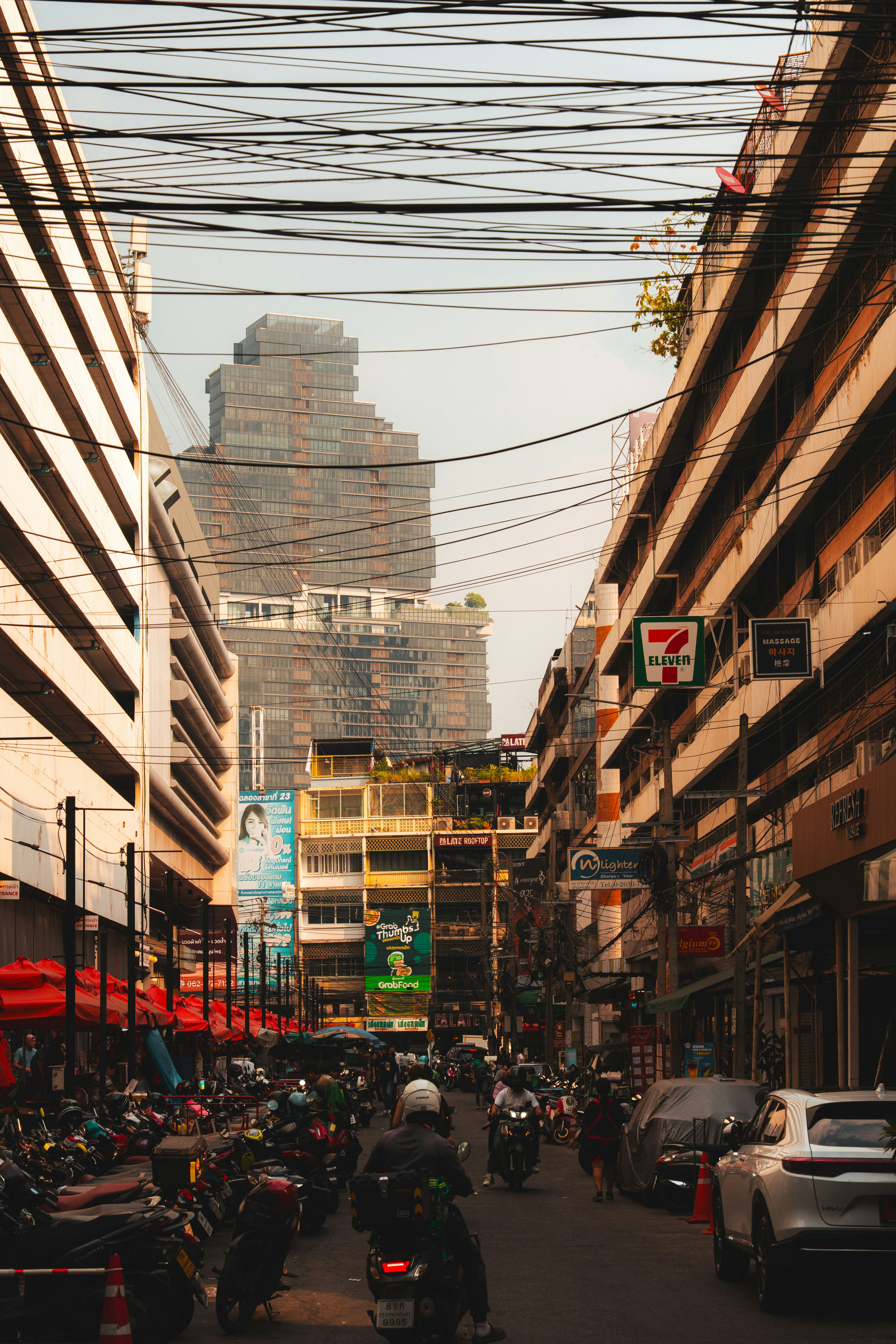 City Corridor: Cables, Cars, and a Tower of Glass