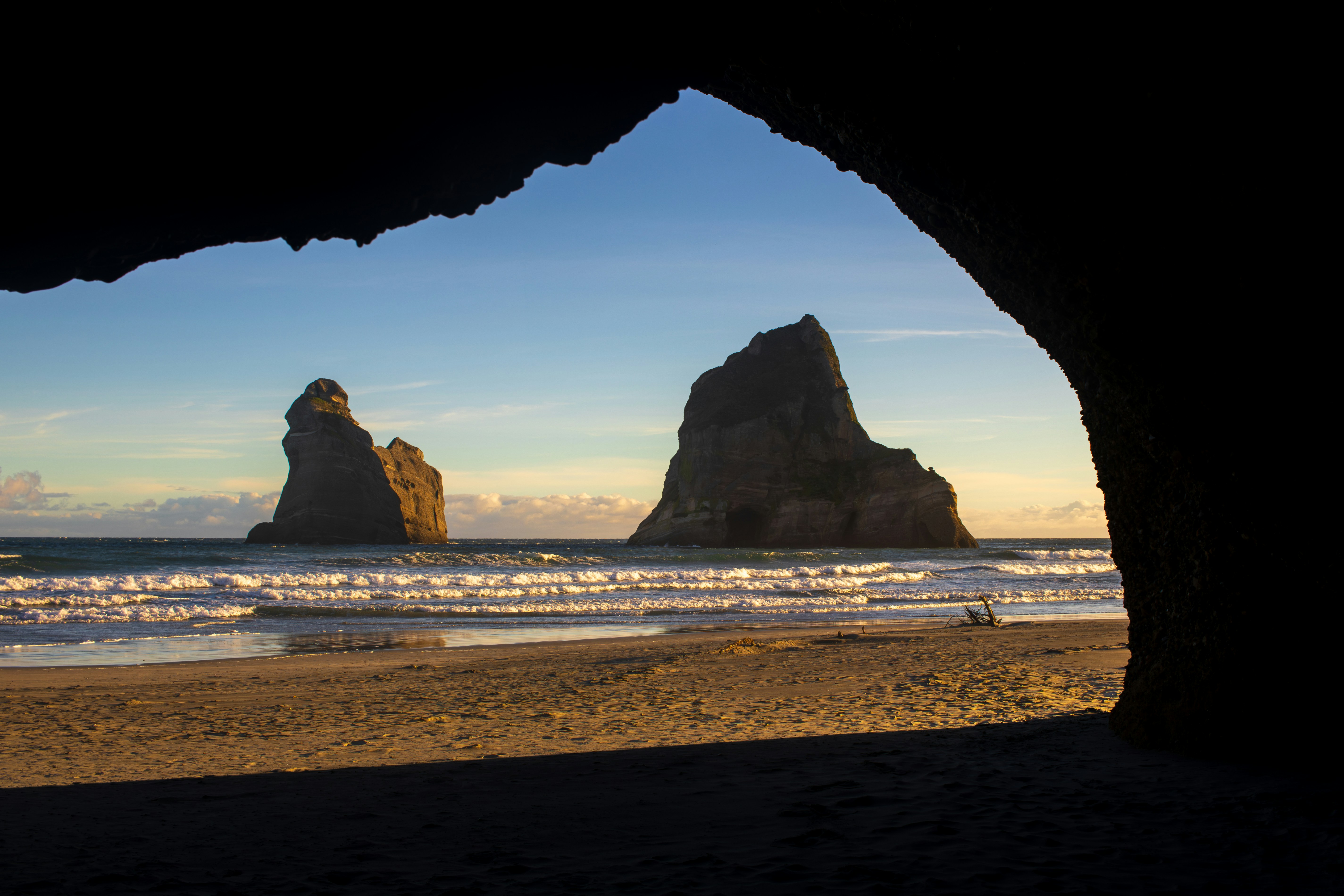 Sea Stacks at Sunset from a Cave Window