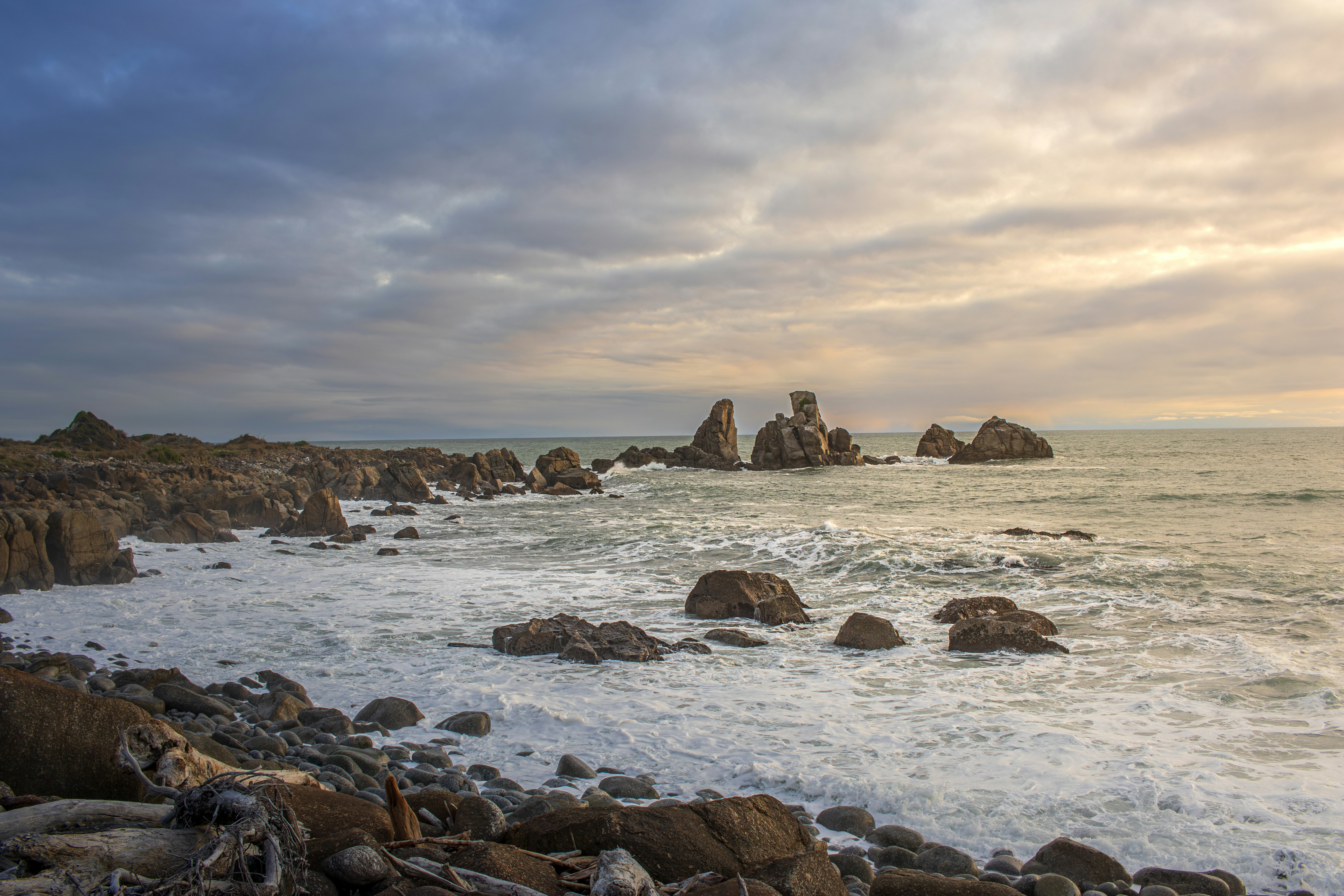 Rock Choir at Dusk: Sea Stacks and Tumbled Shore