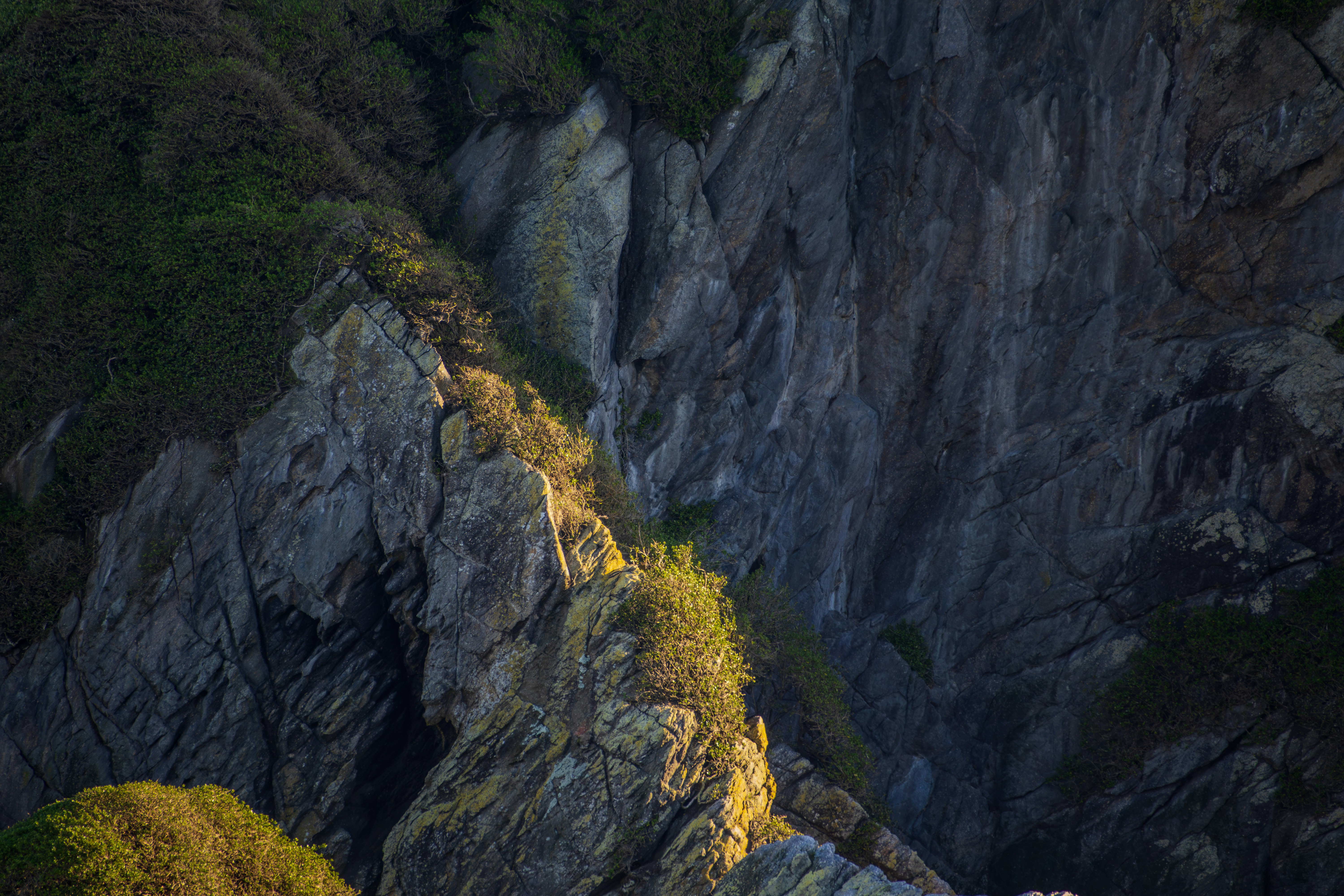 Sunlit Crevasse: A Glimpse of Twin Golden Ridges