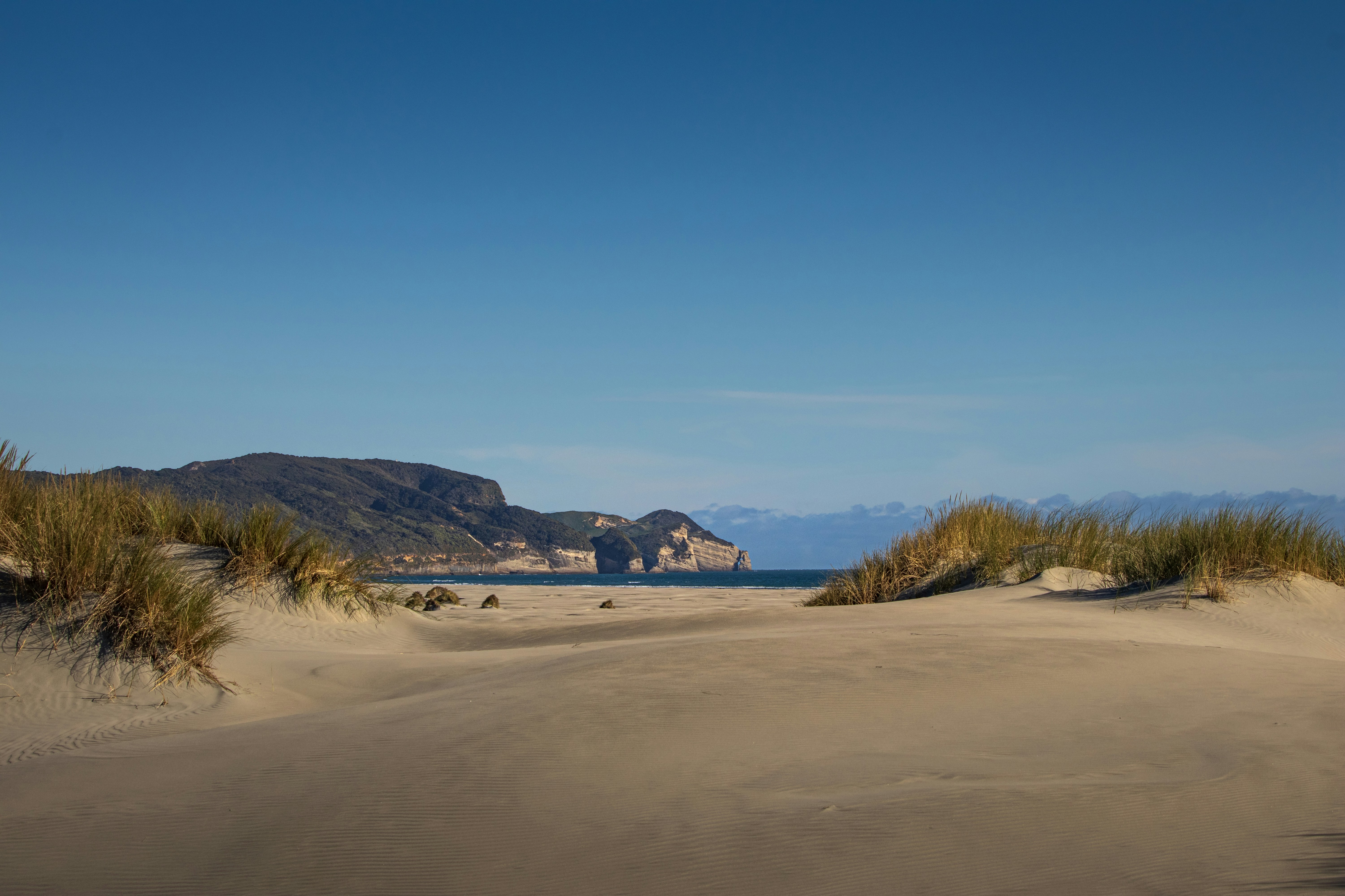 Coastal Dune Wake: Quiet Horizon Over Sand and Sea