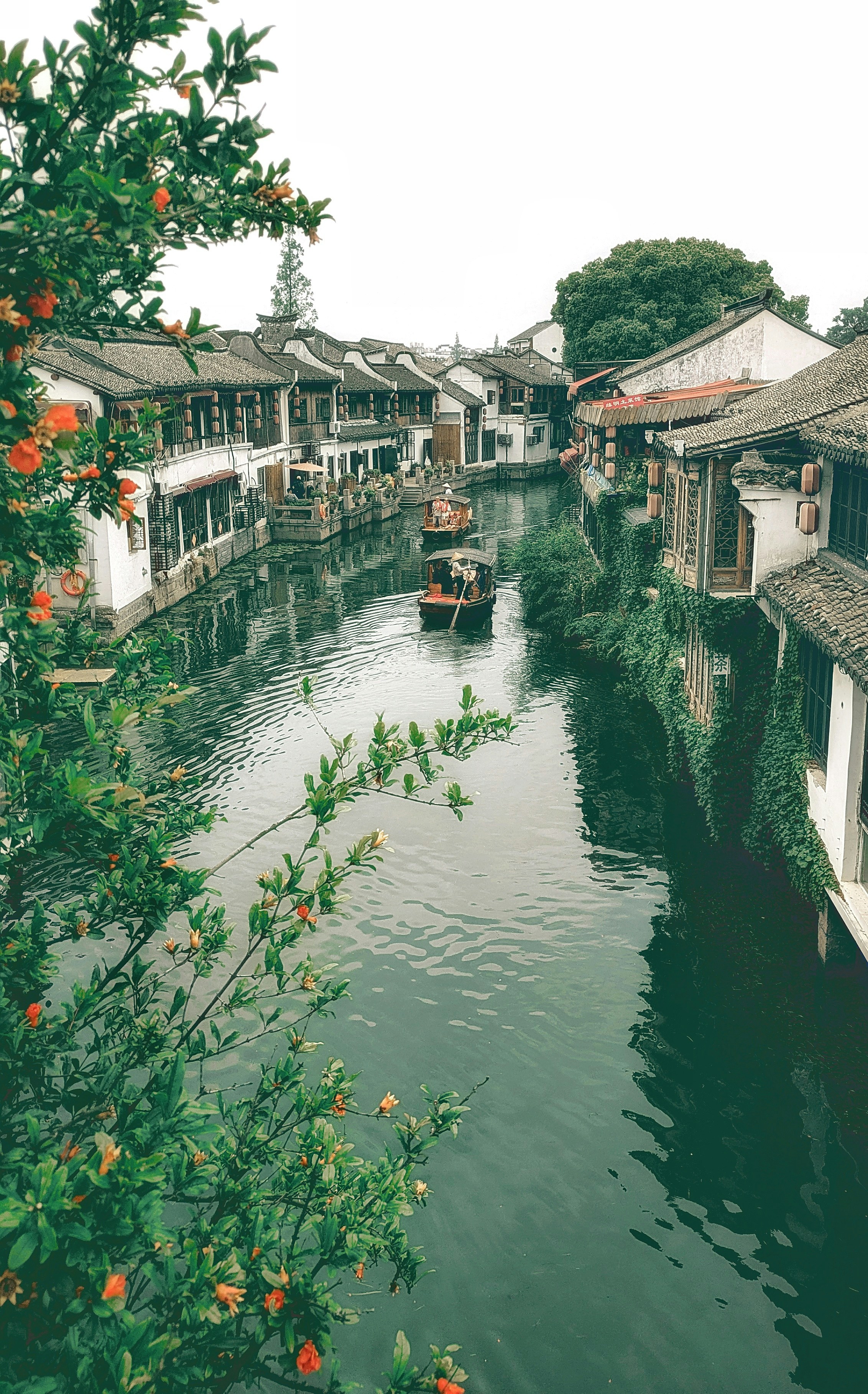Quiet Waterway Through a Cantonese-Style Canal Village at Dusk