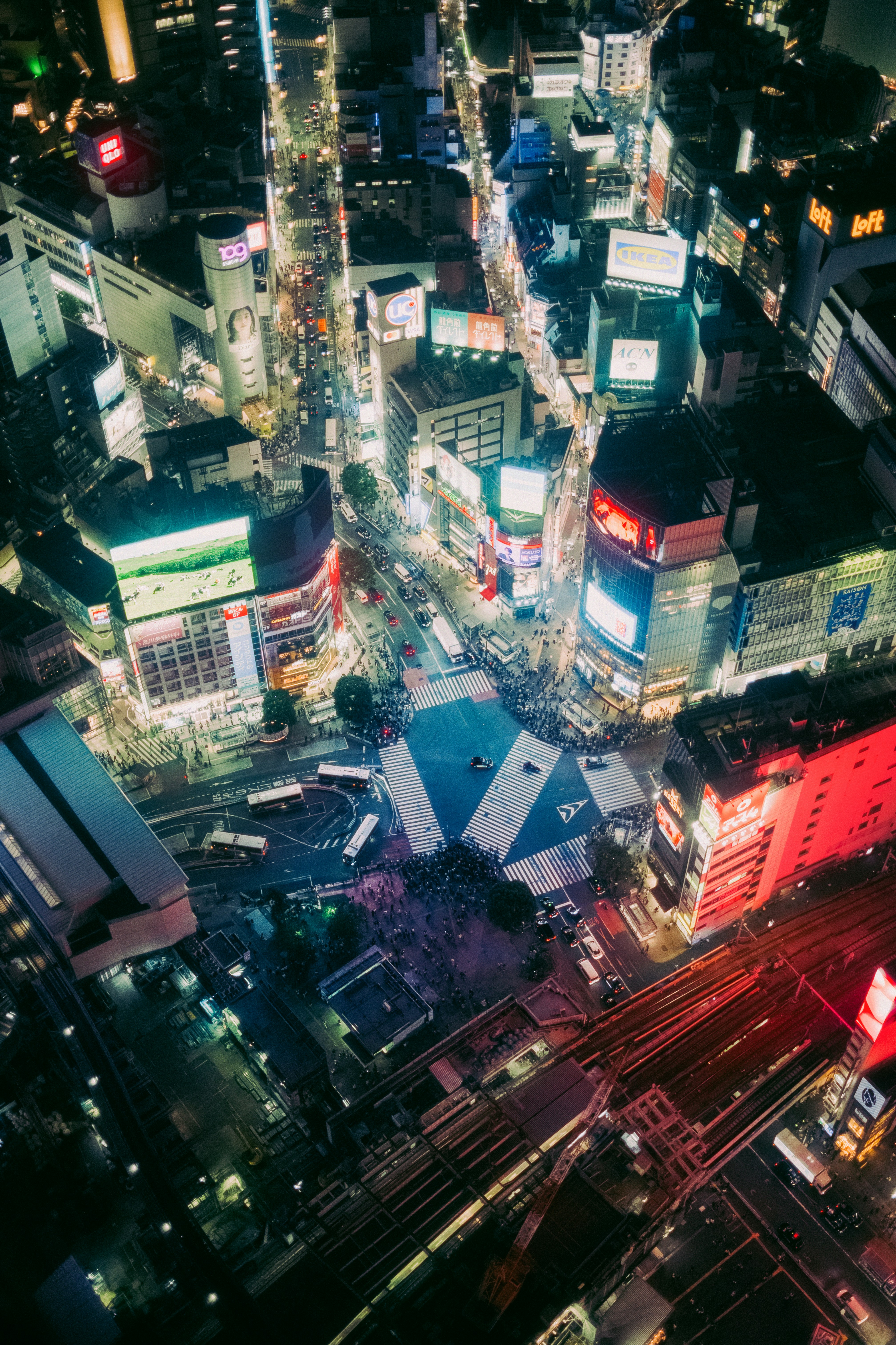 Neon Grid: A Bird’s-Eye Night in Shibuya-esque City Pulse