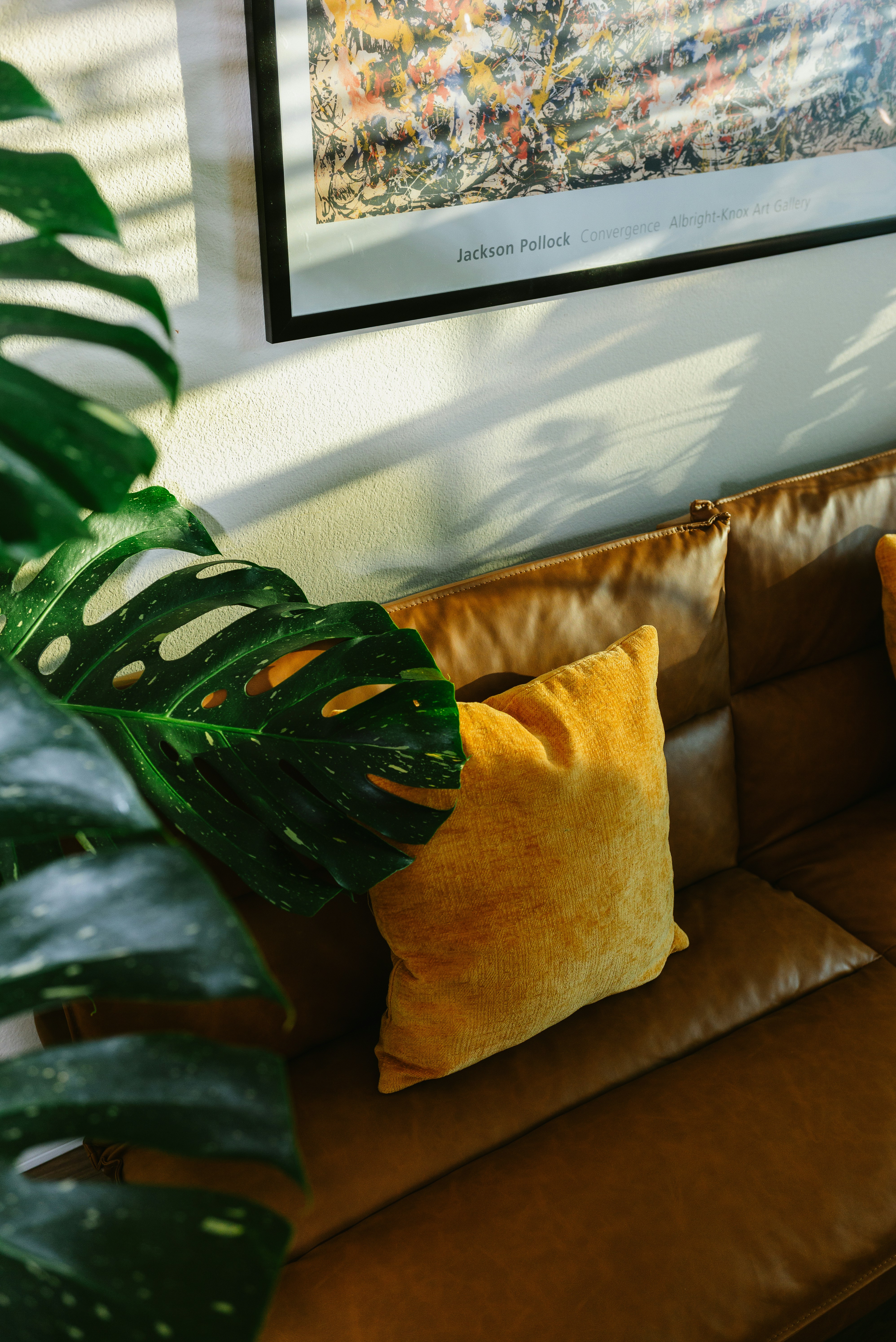 Sunny Midcentury Living: Mustard Cushions and Framed Art