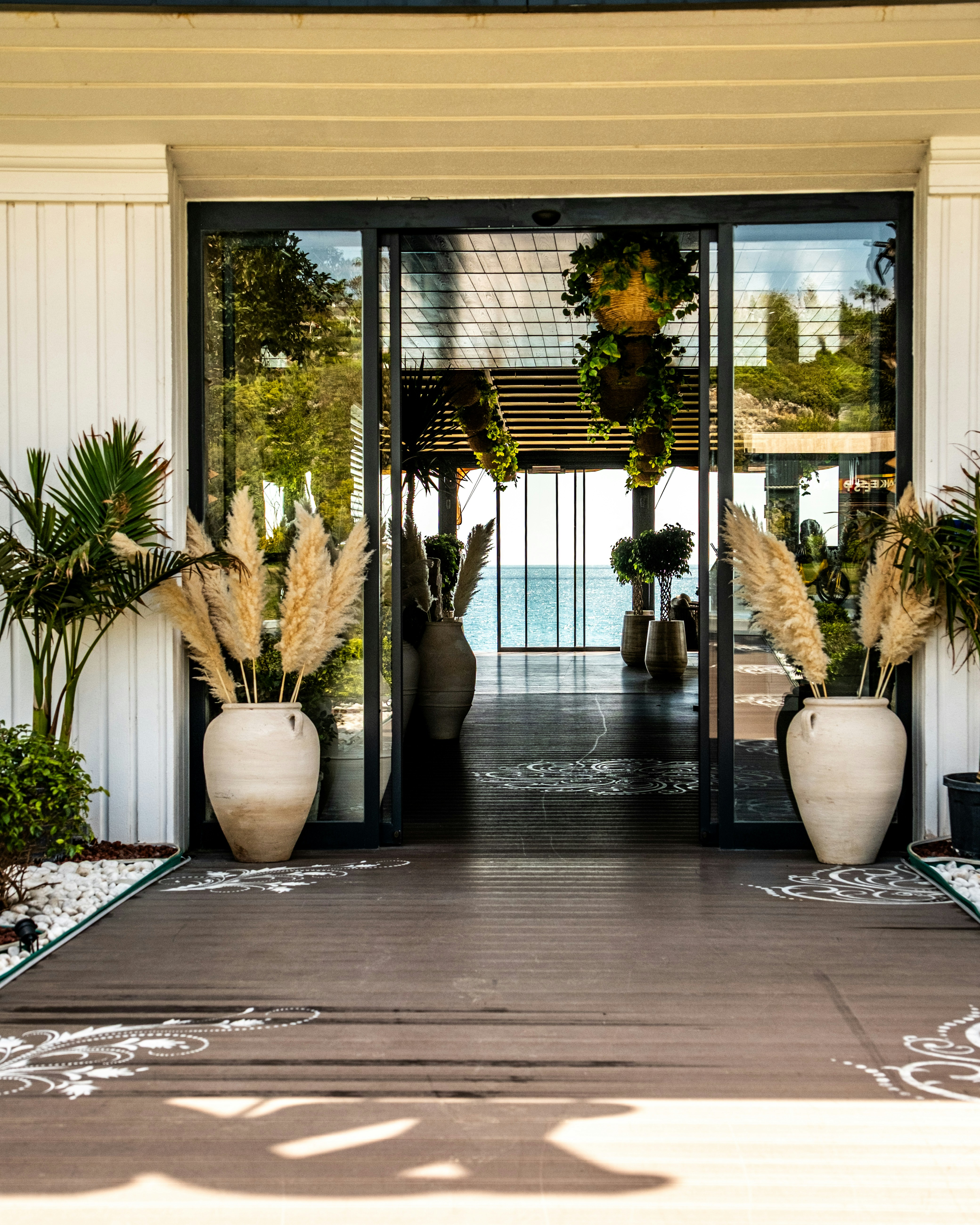 Glass Doorway to a Seaside Pavilion