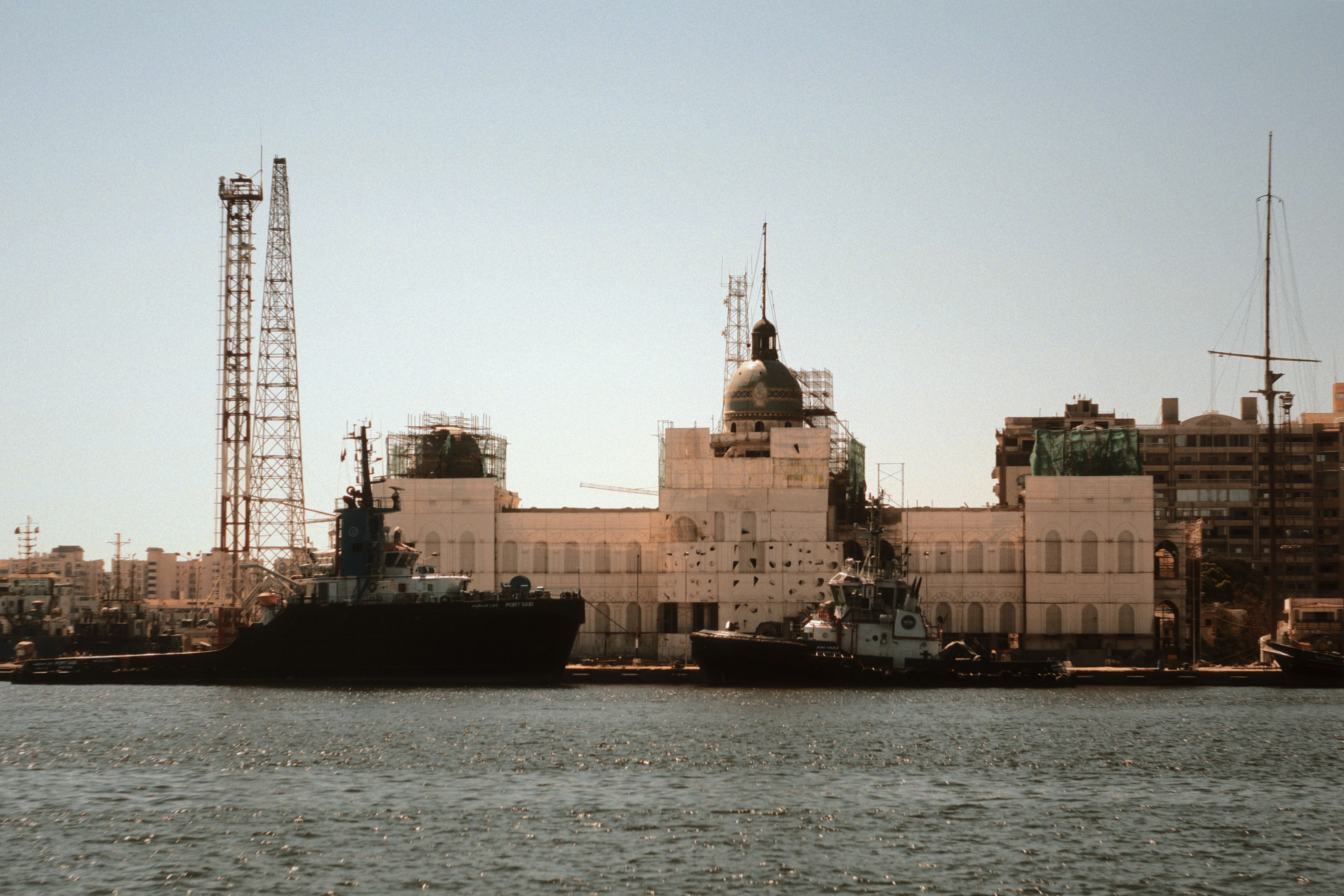Harbor Facility Silhouette at Dusk
