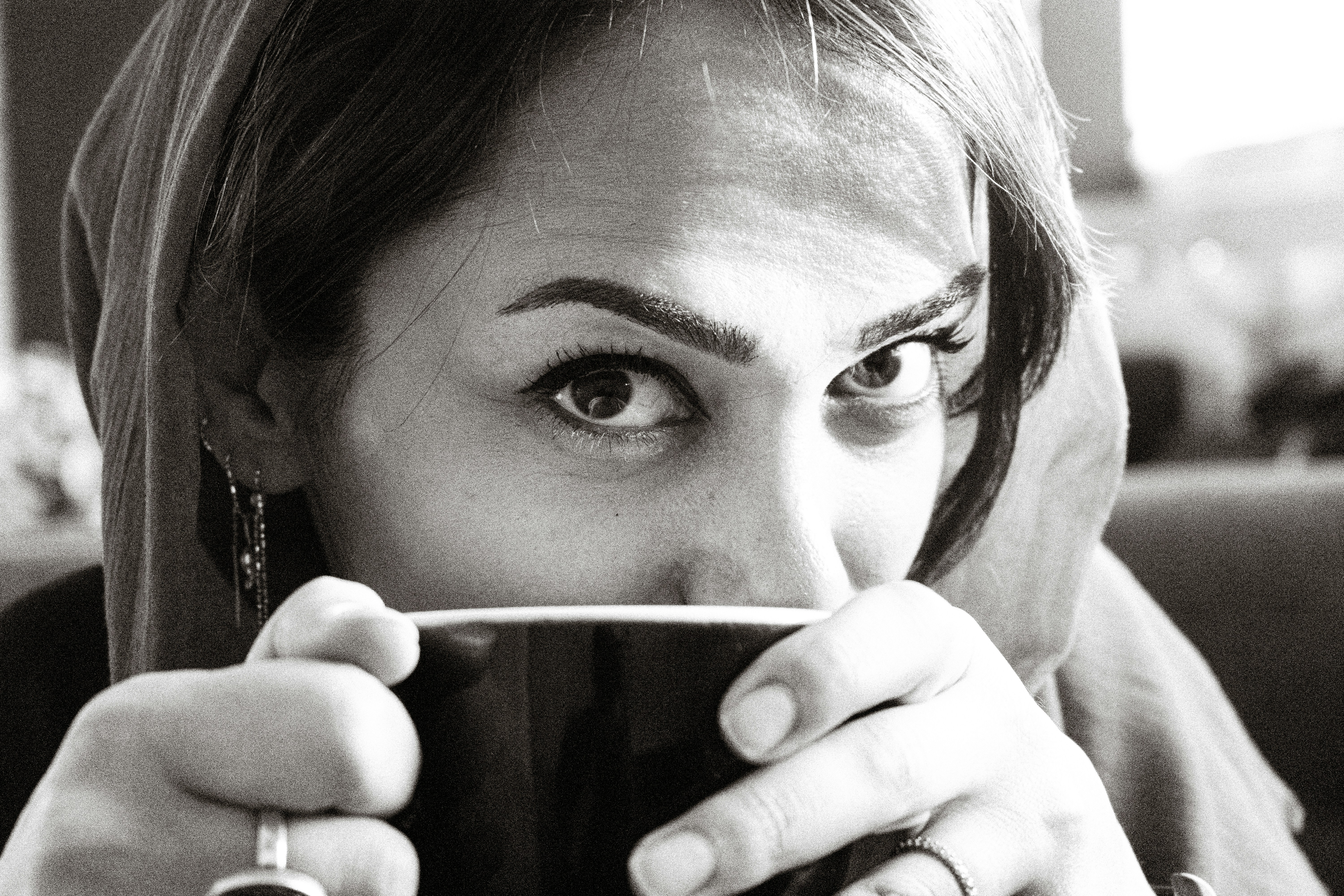 Eyes Over Steam: A Quiet Moment with a Mug