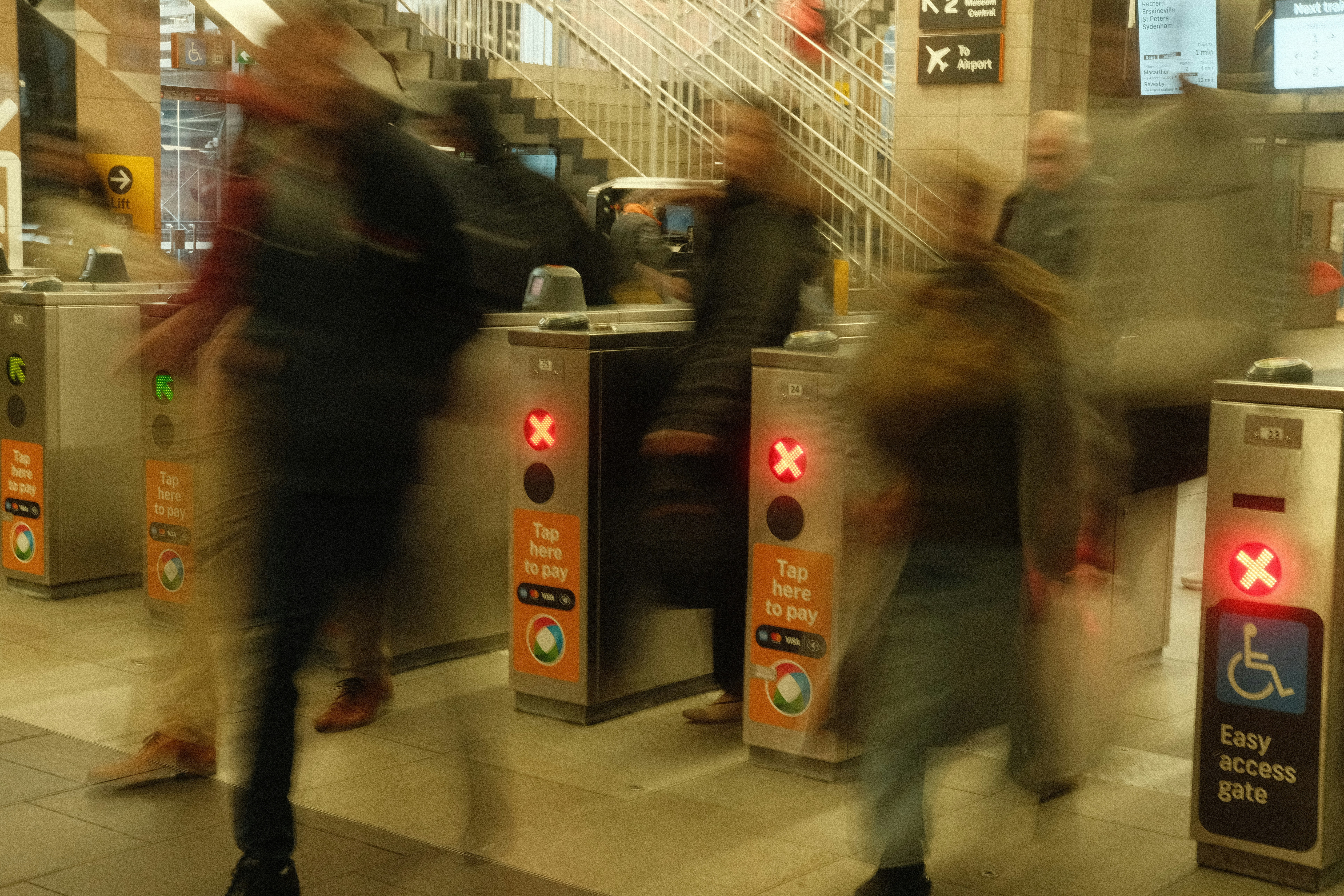 Blurred Transit Flow at a Busy Gate
