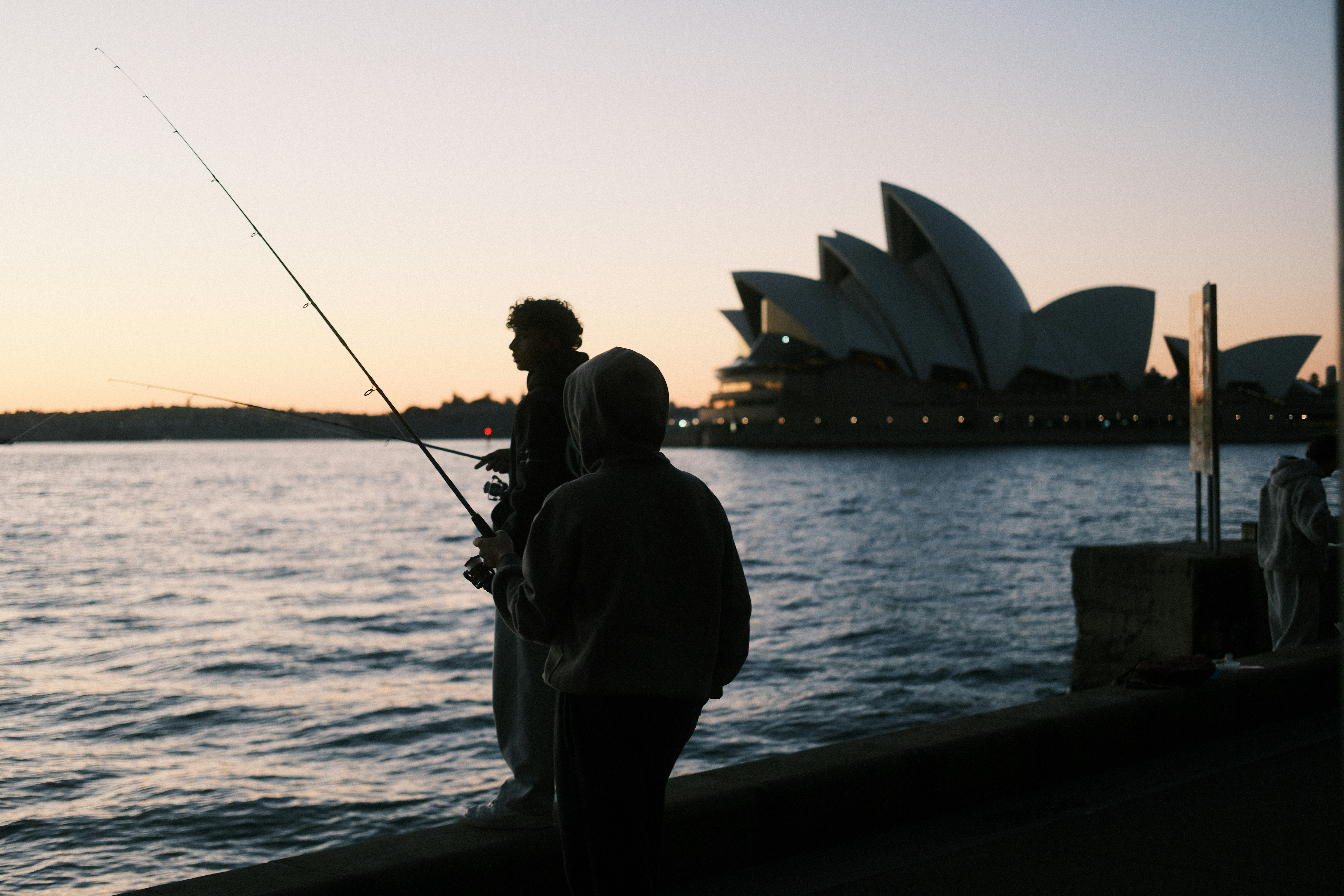 Silhouettes by the Harbour: Rods, Ripples, and the Opera House Skyline