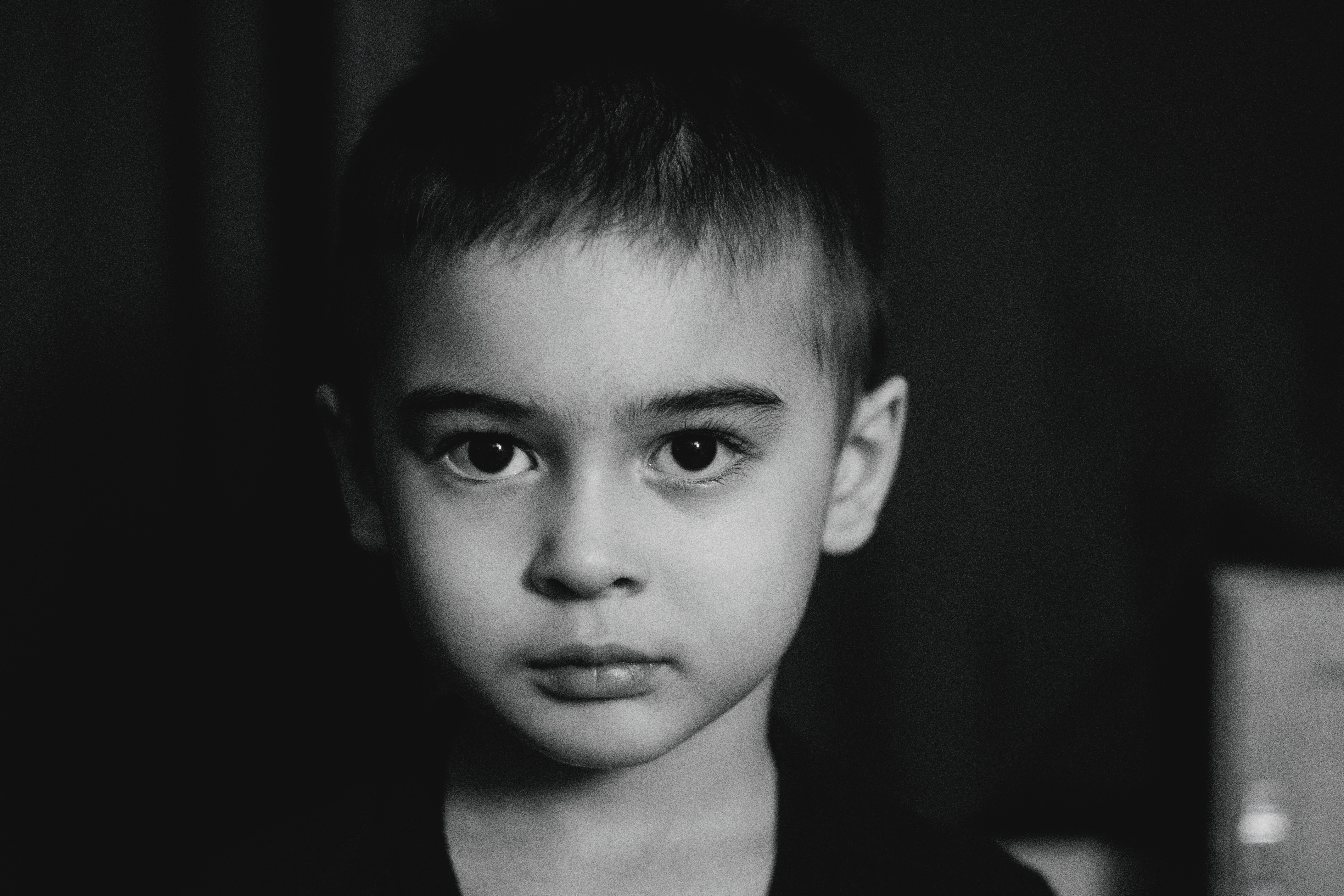 Quiet Intensity: A Child's Gaze in Monochrome