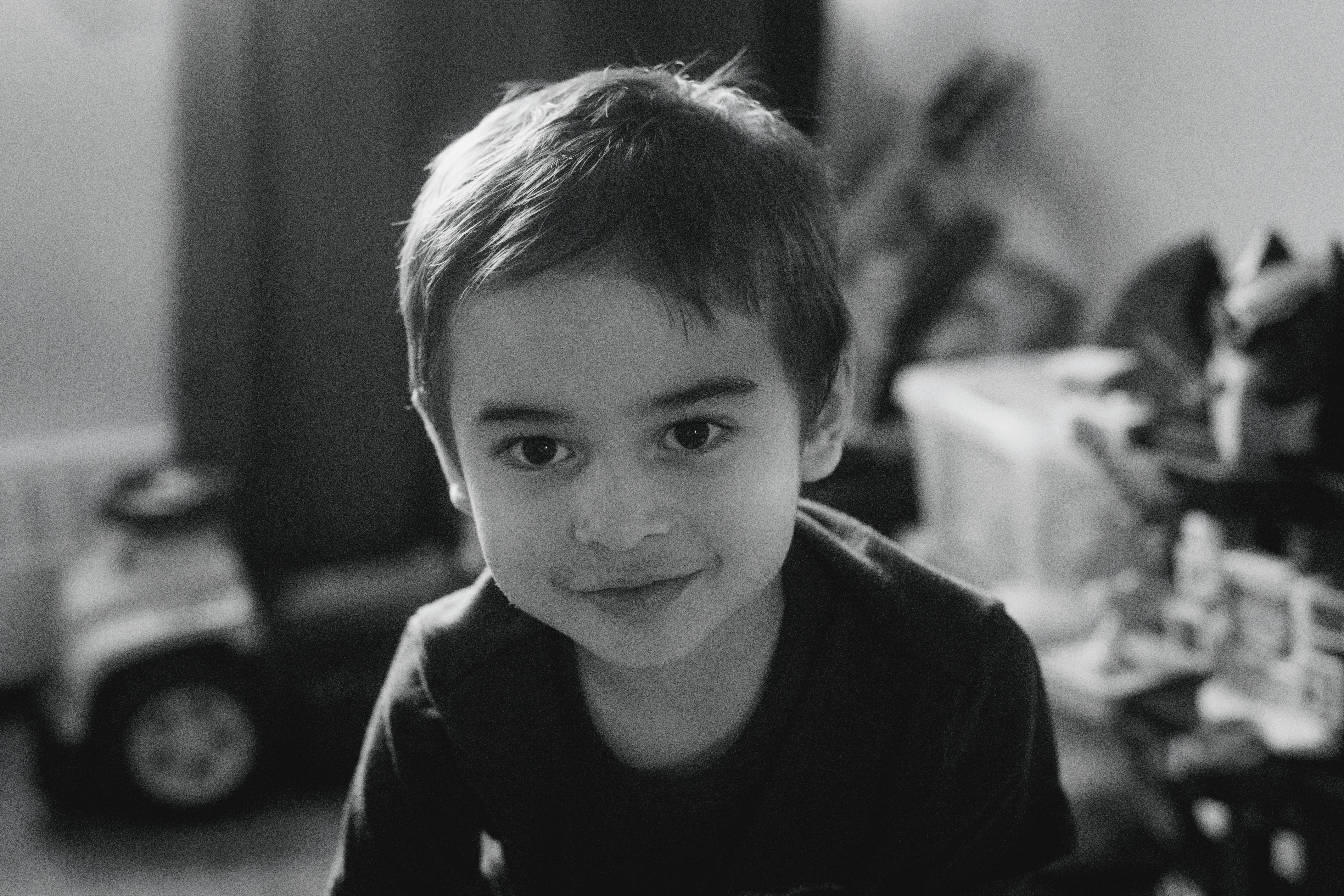 Youthful Gaze: A Quiet Moment in monochrome