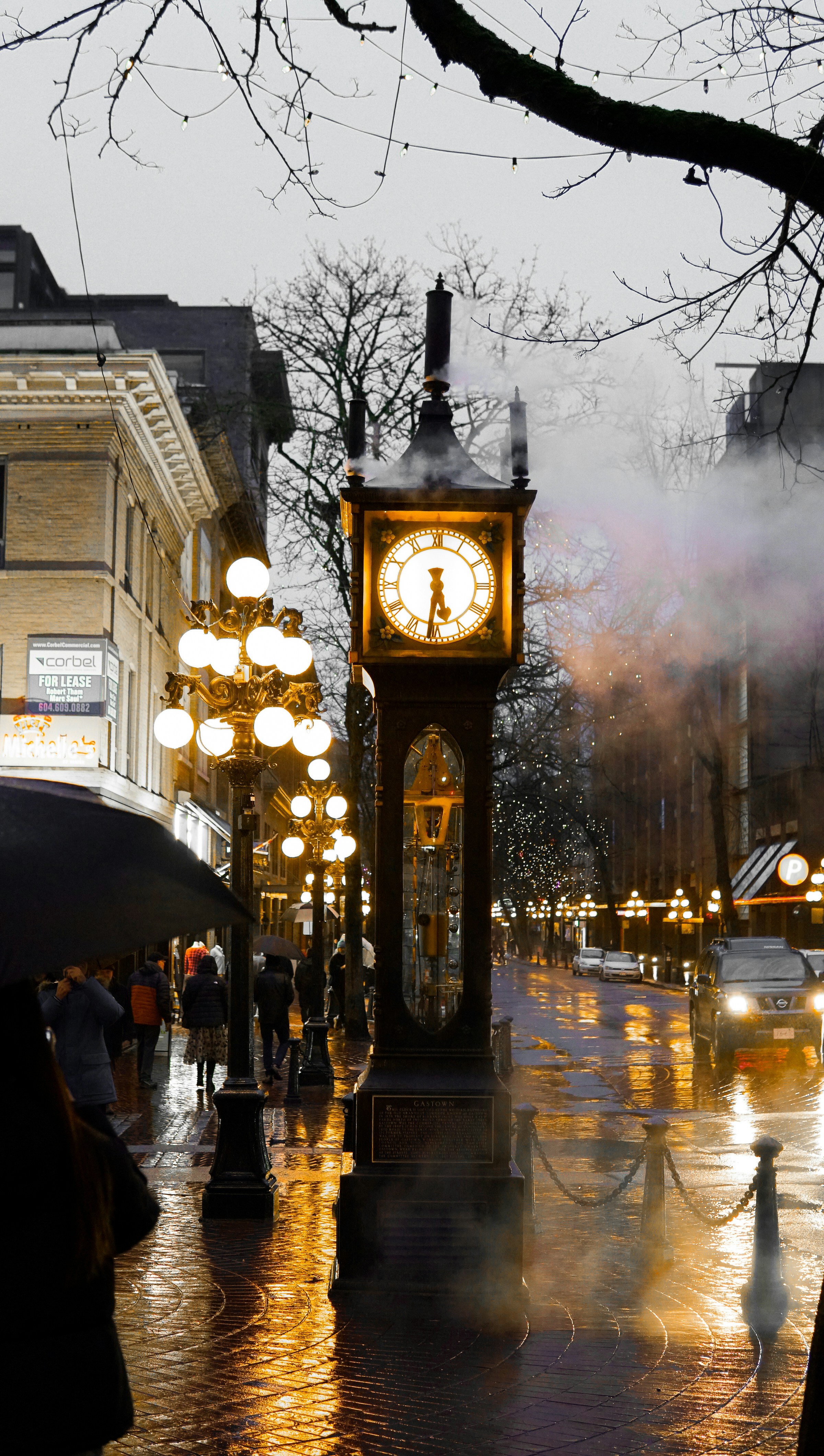 Timekeeper on the Rain-Kissed Street