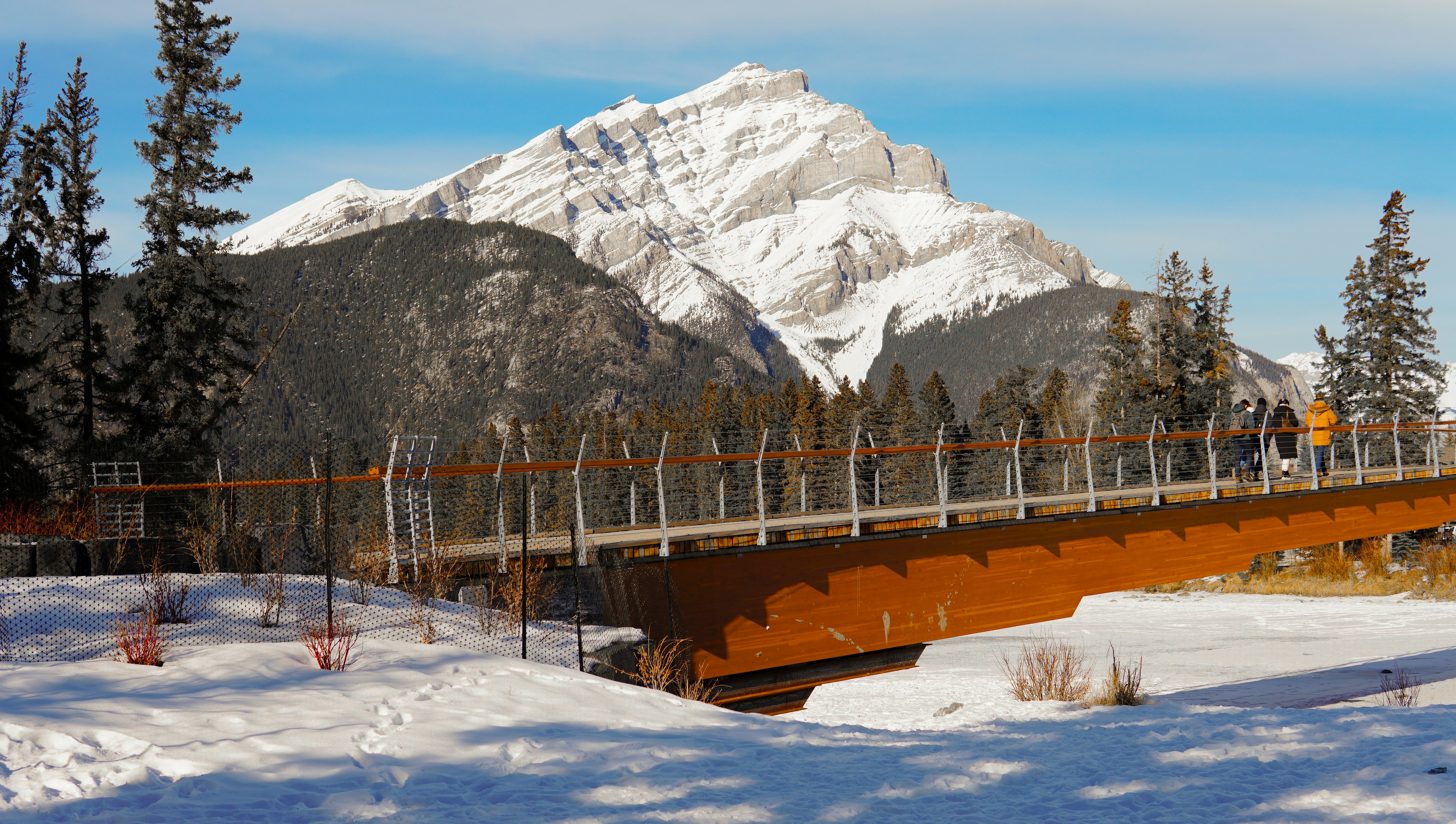 Snowy Span beneath a Majestic Peak