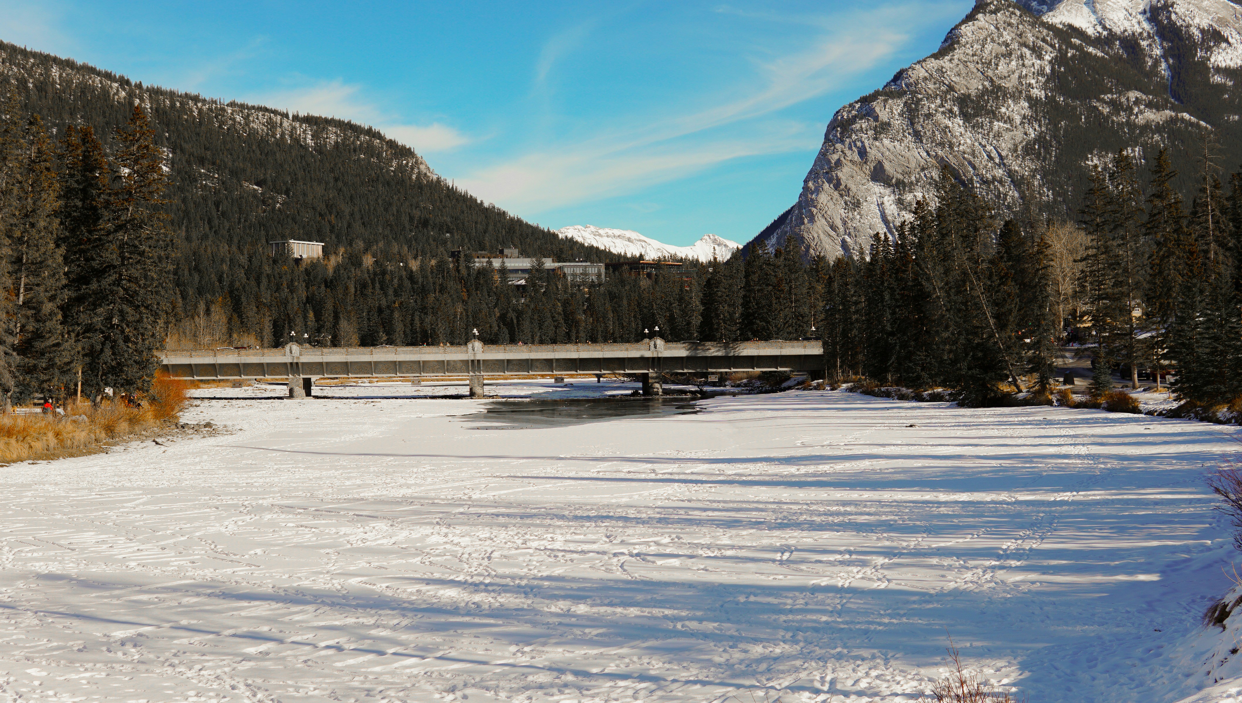Snowy River Scene Under a Mountain Bridge