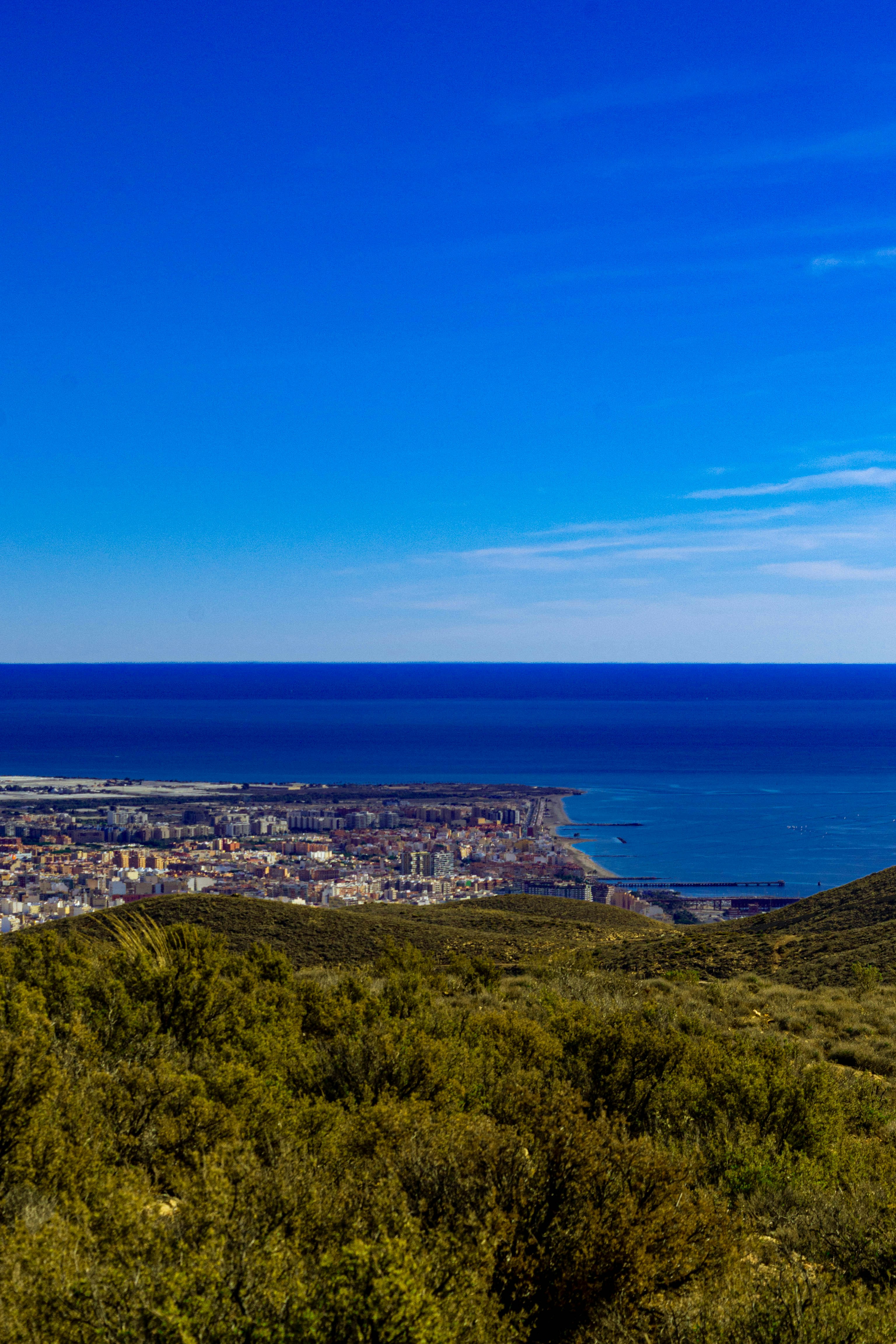 Coastal town at the edge of the horizon