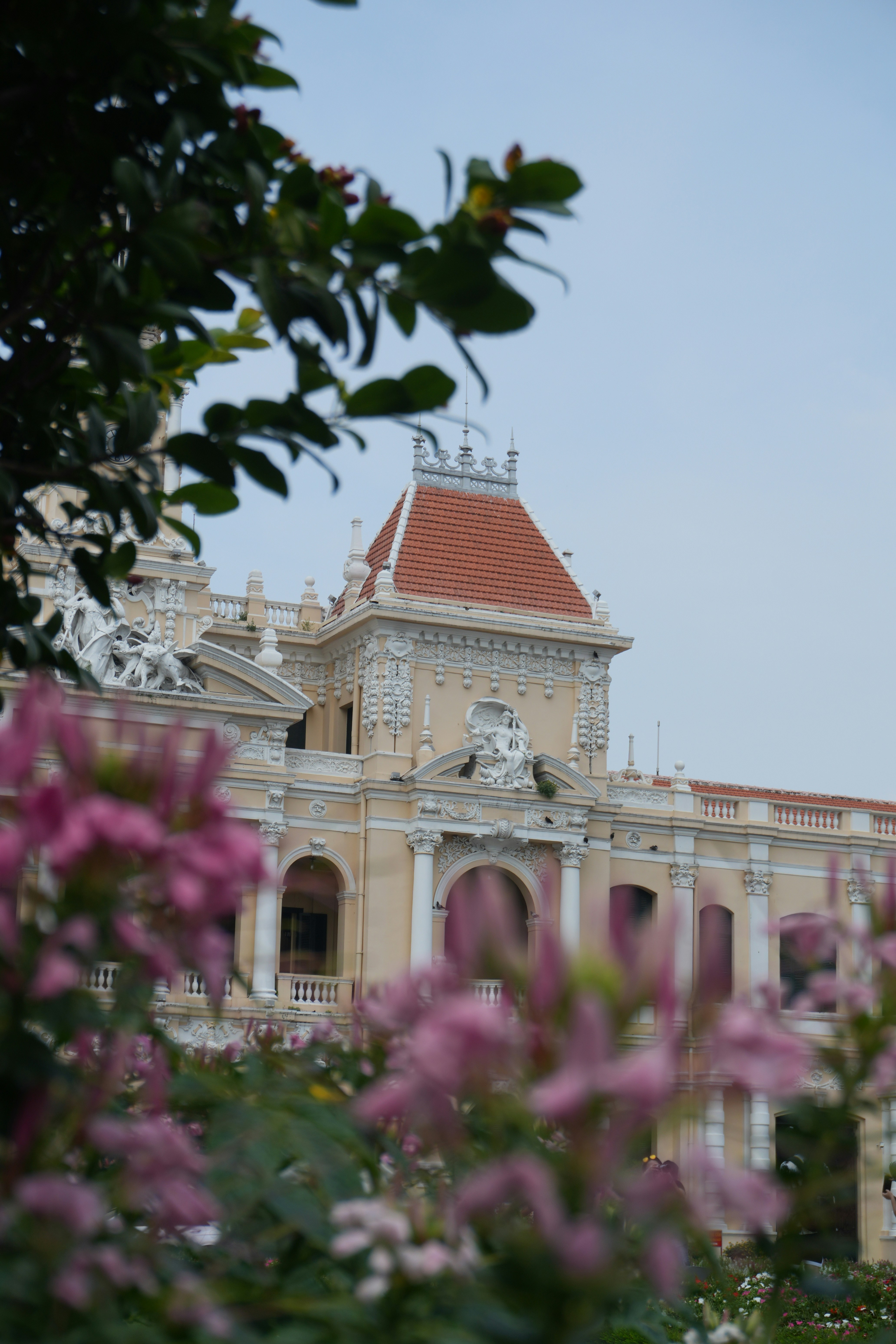 Ornate Terrace Peek: A Garden Frame of a Victorian Facade