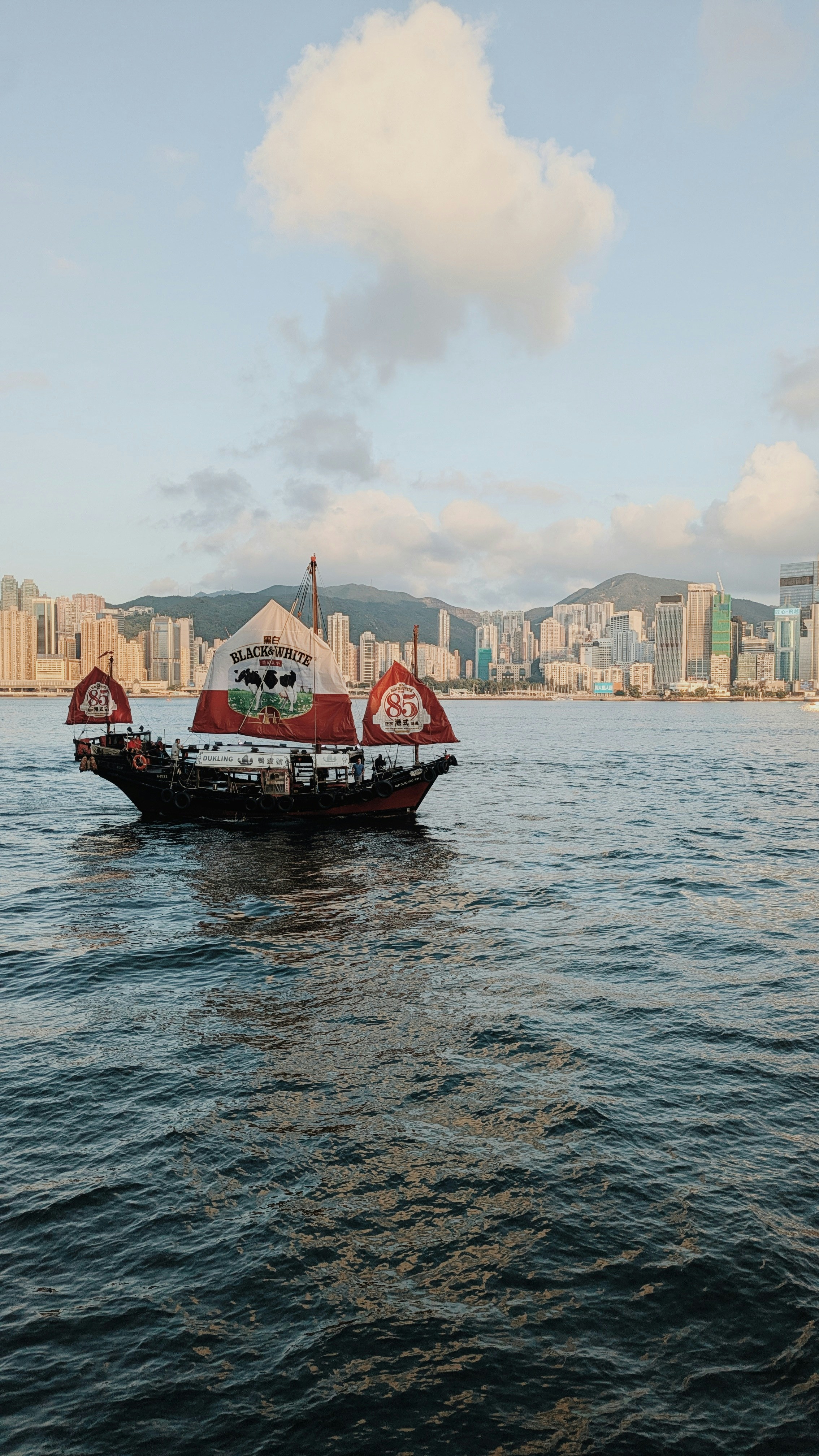 Sailboat in Hong Kong Harbor Under a Quiet Skies Moment