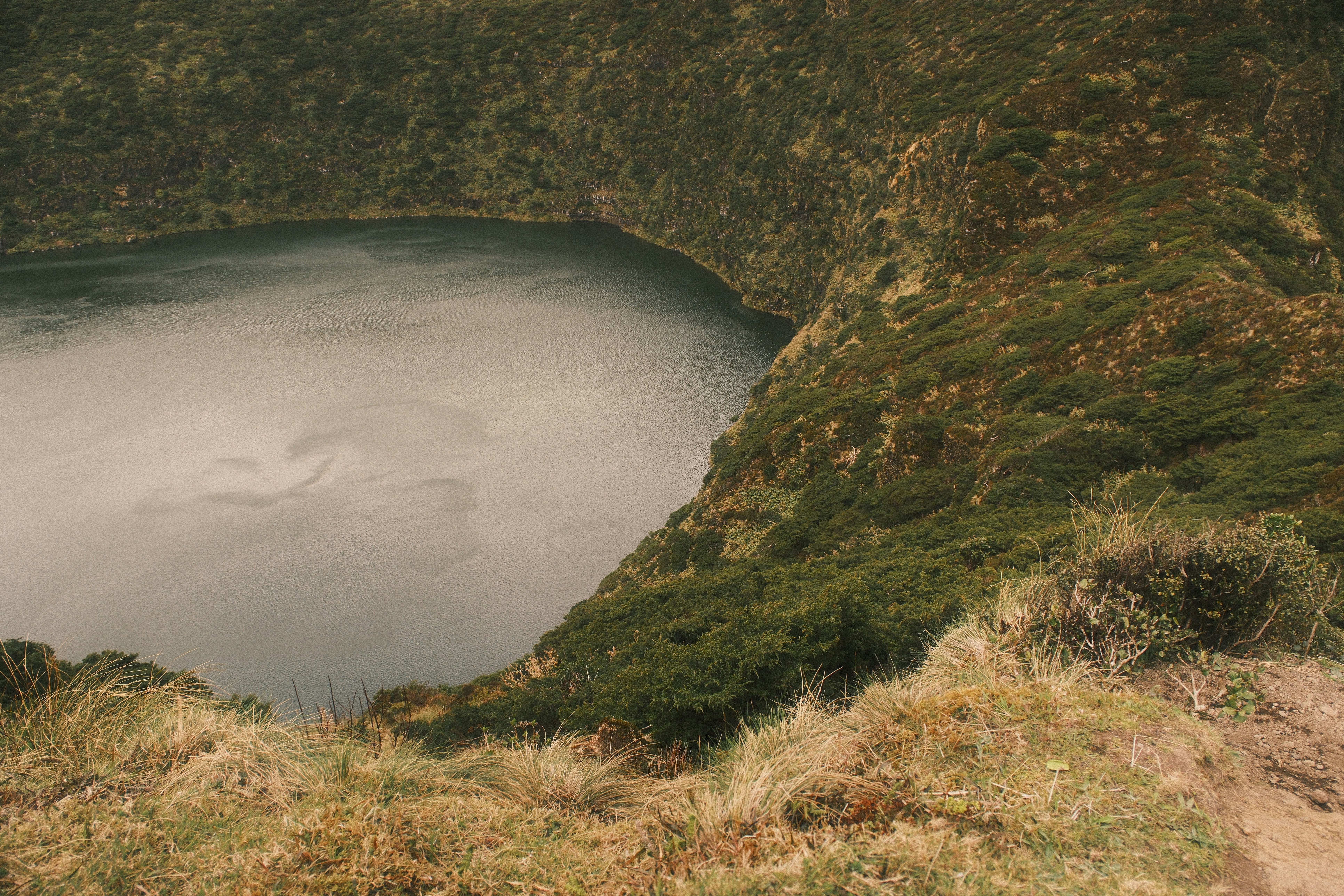 Cliffside Rim Overlook Down to a Calm Lagoon