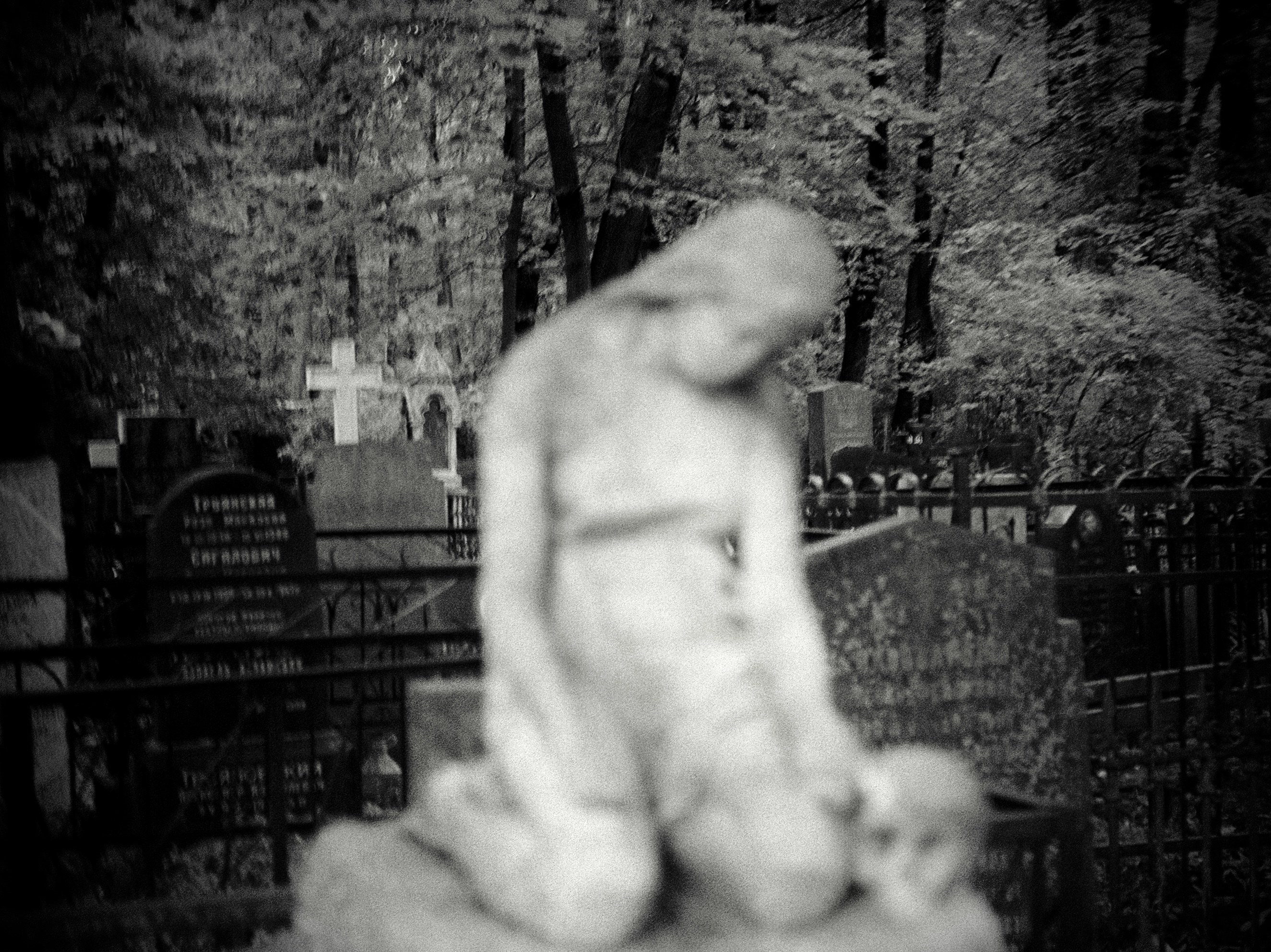 Blurred Monument in a Quiet Cemetery
