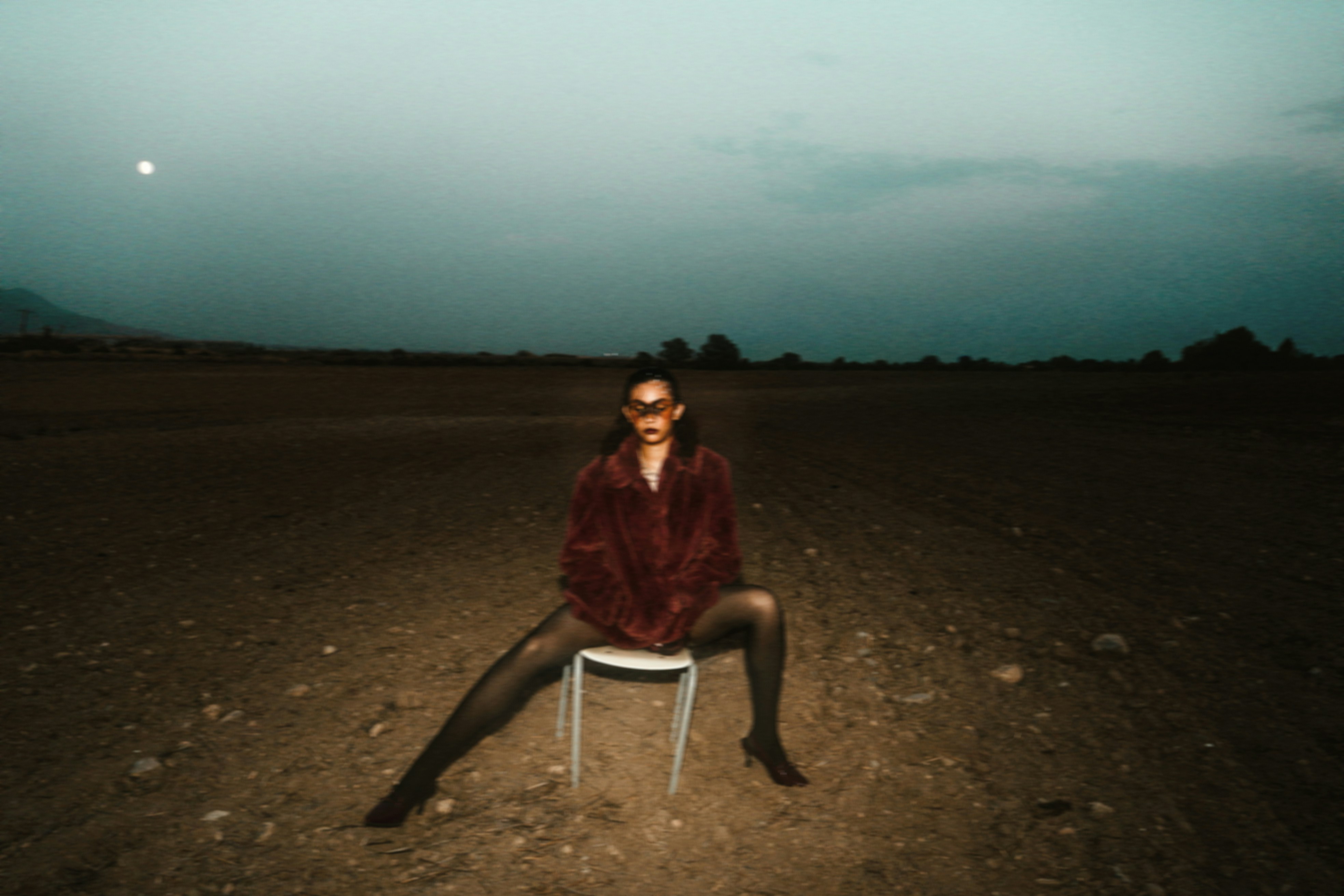 Midnight Pose in a Parched Expanse