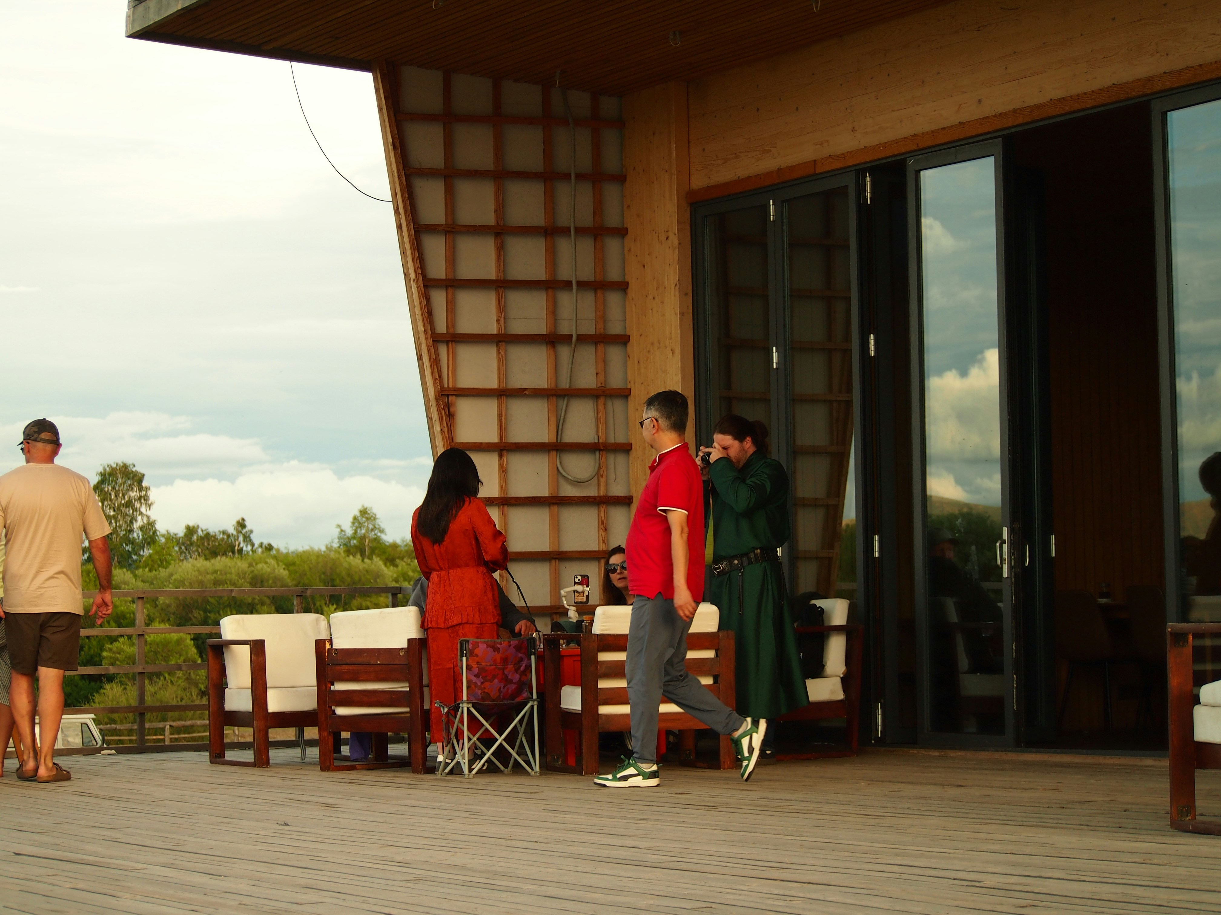 Gathered on the patio: a quiet moment at the resort sunset