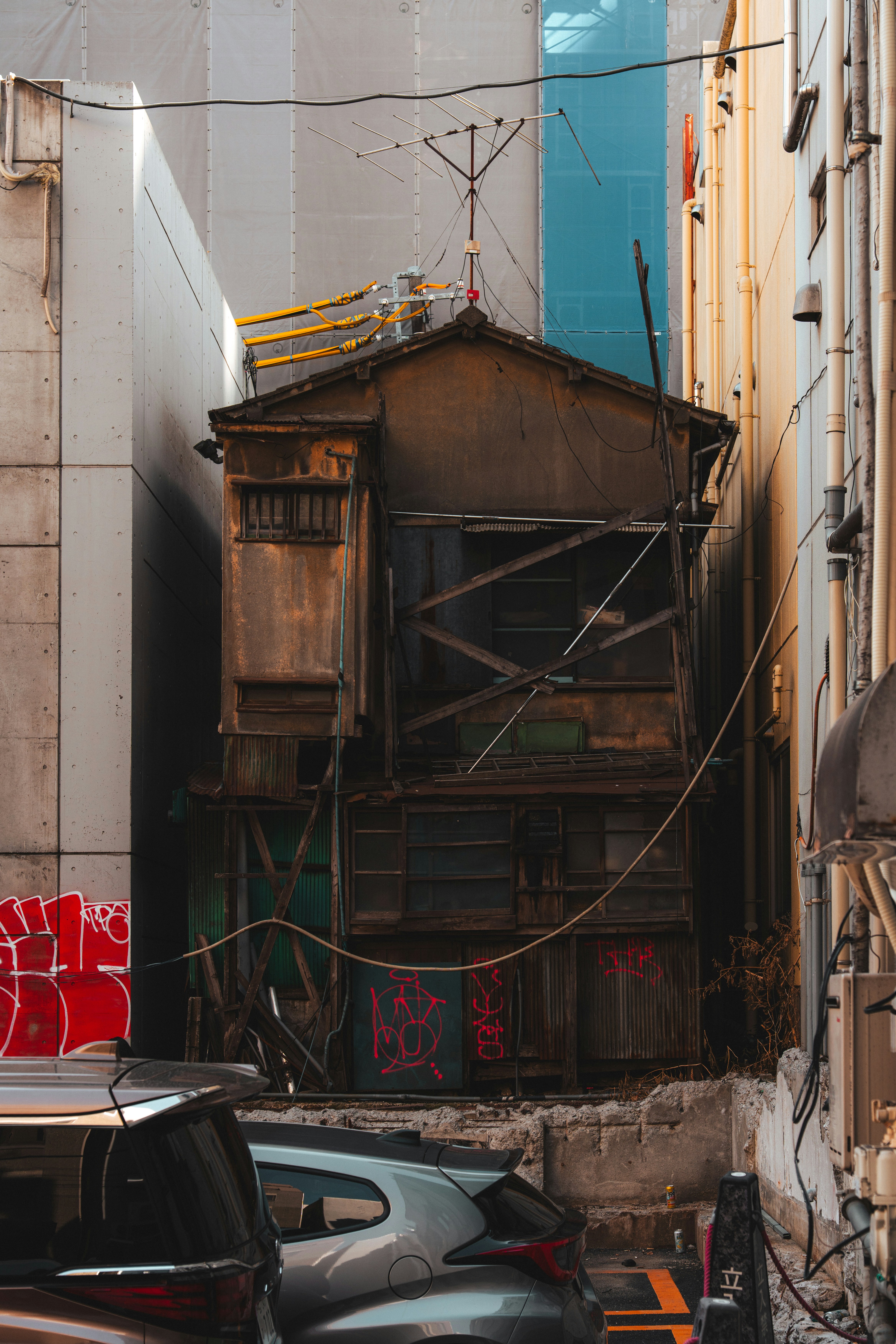 Urban Relic in a Narrow Alleyway
