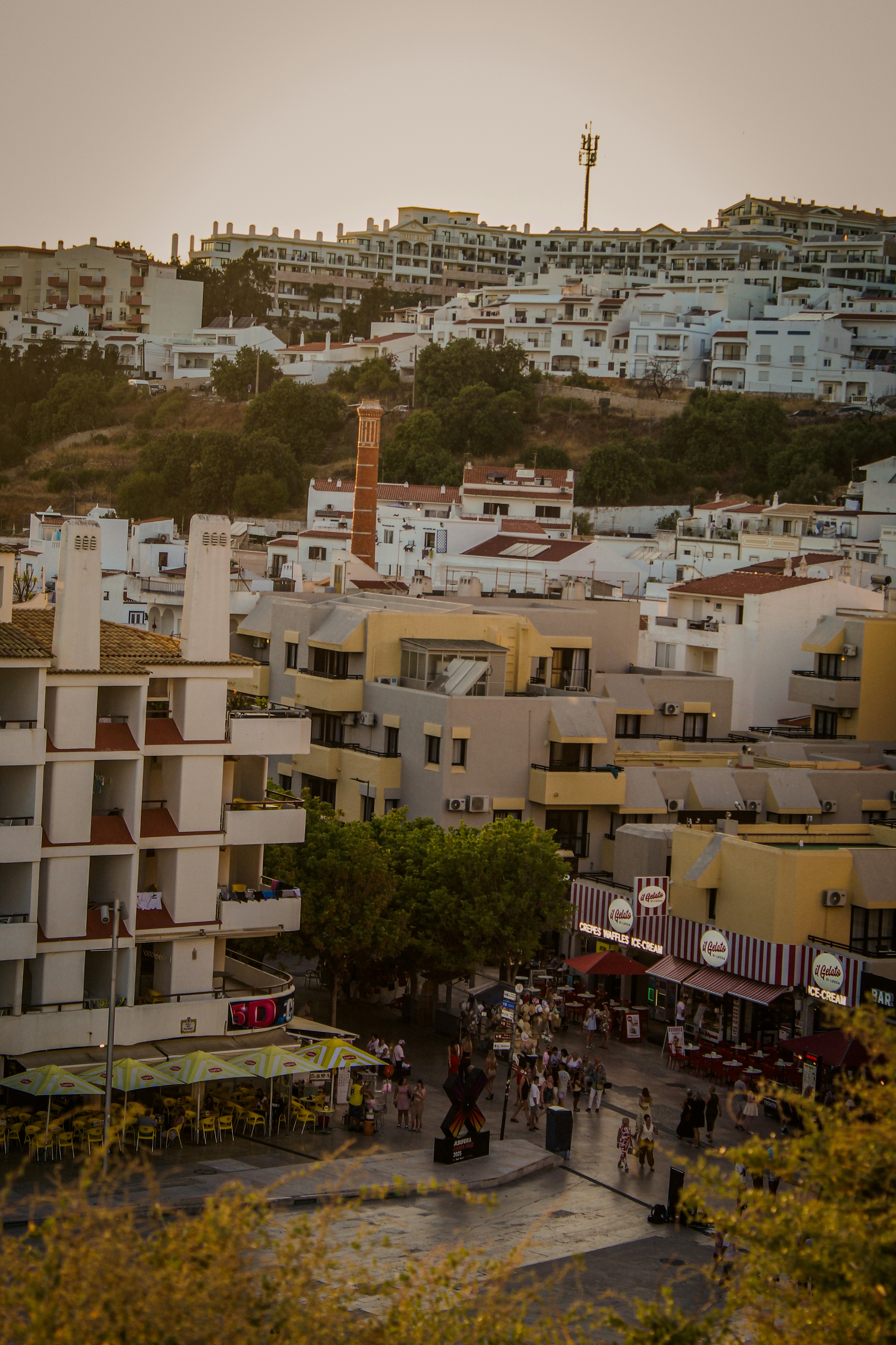 Sunset Over a Mediterranean Town Square