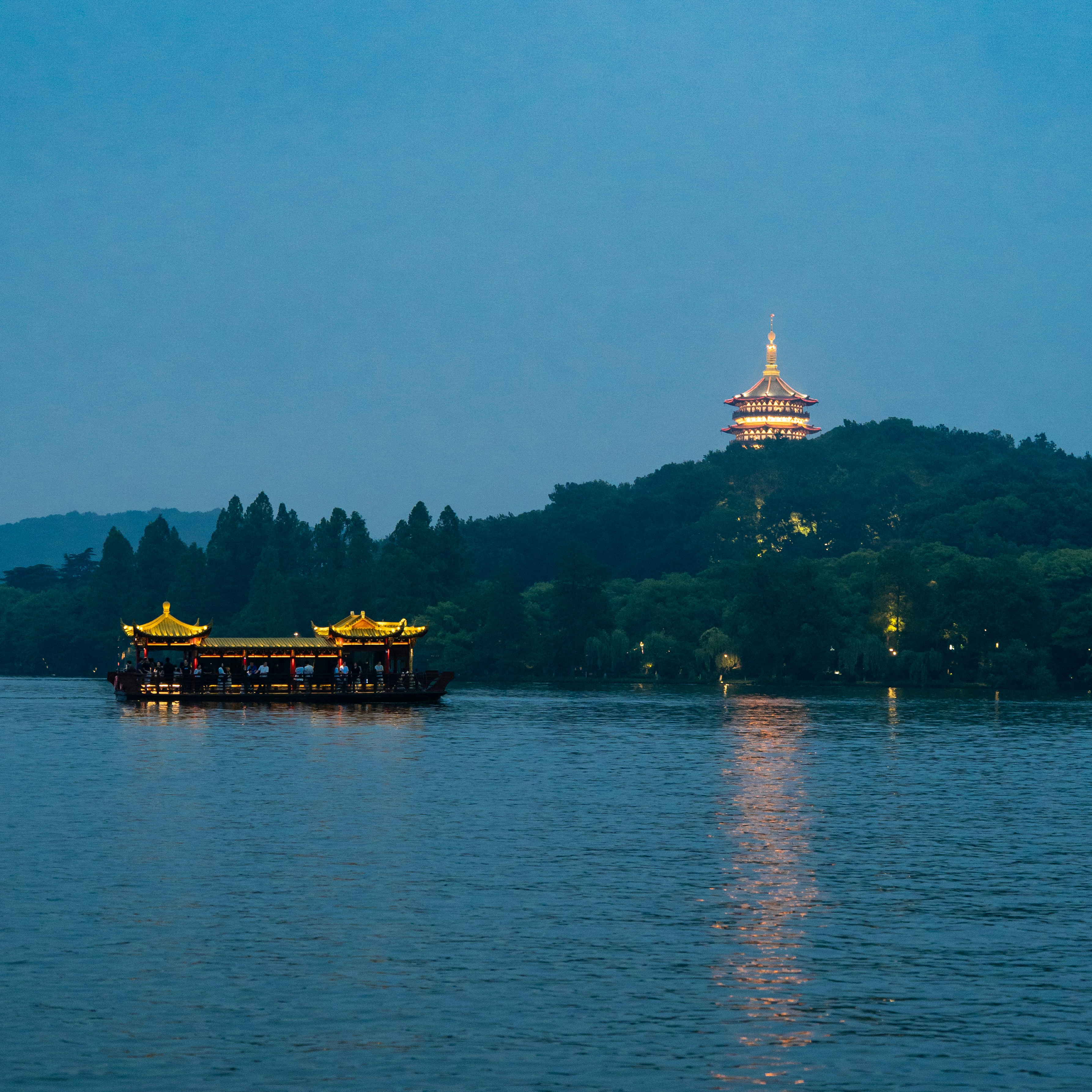 Evening Lanterns Over the Quiet Lake