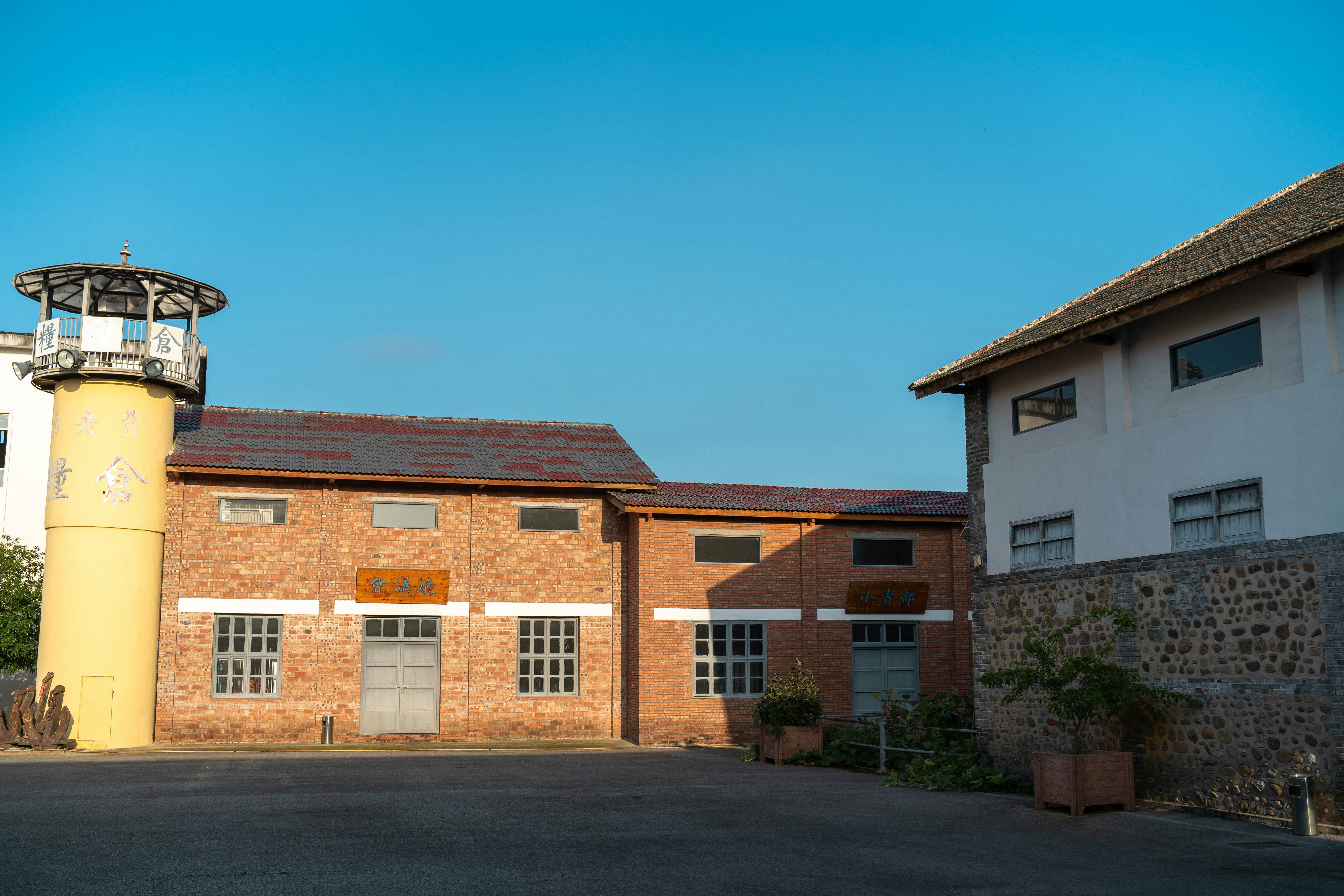 Bricked Factory at Dusk: A Quiet Corner of an Old Compound