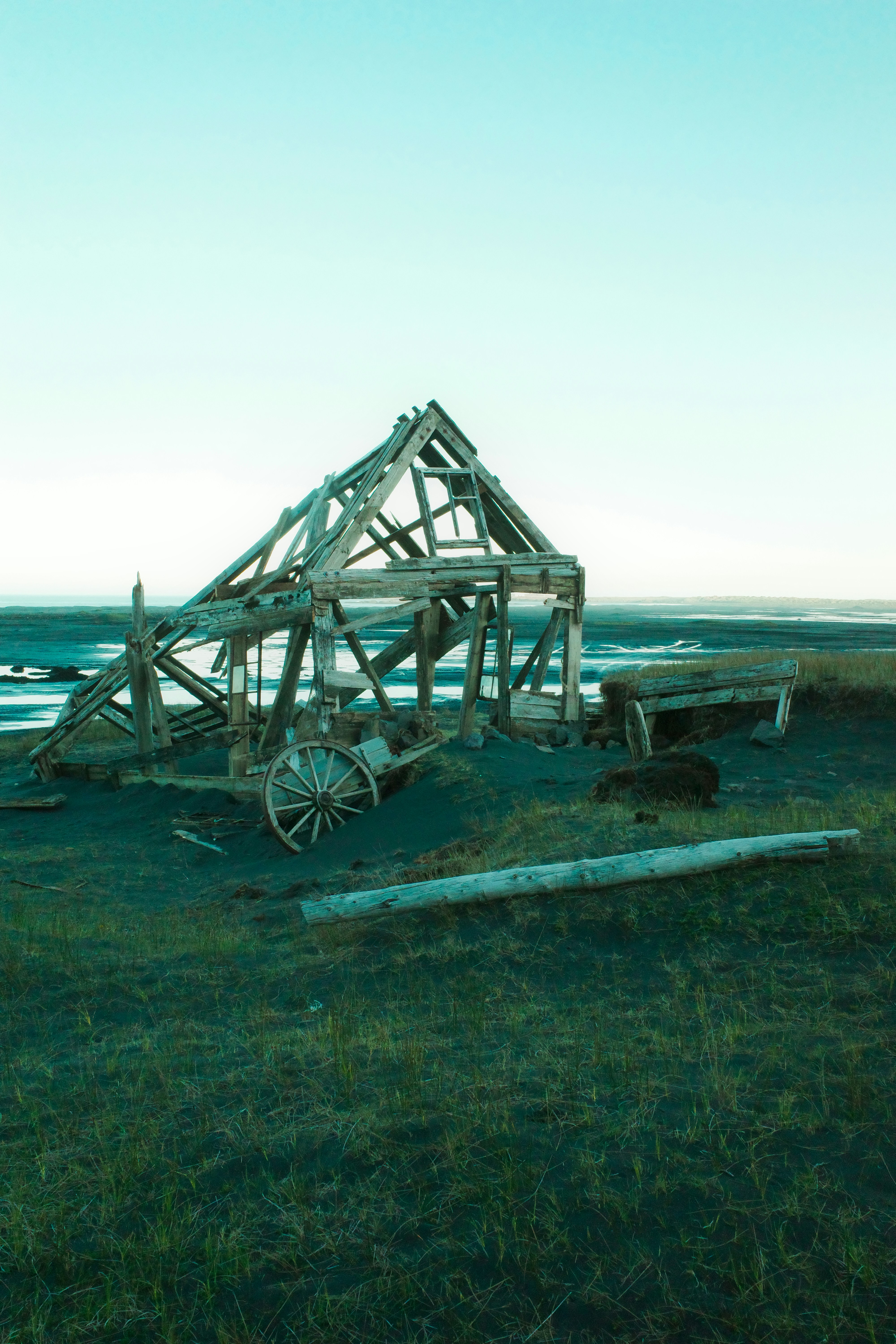 Weathered Skeletal Frame on a Quiet Shore