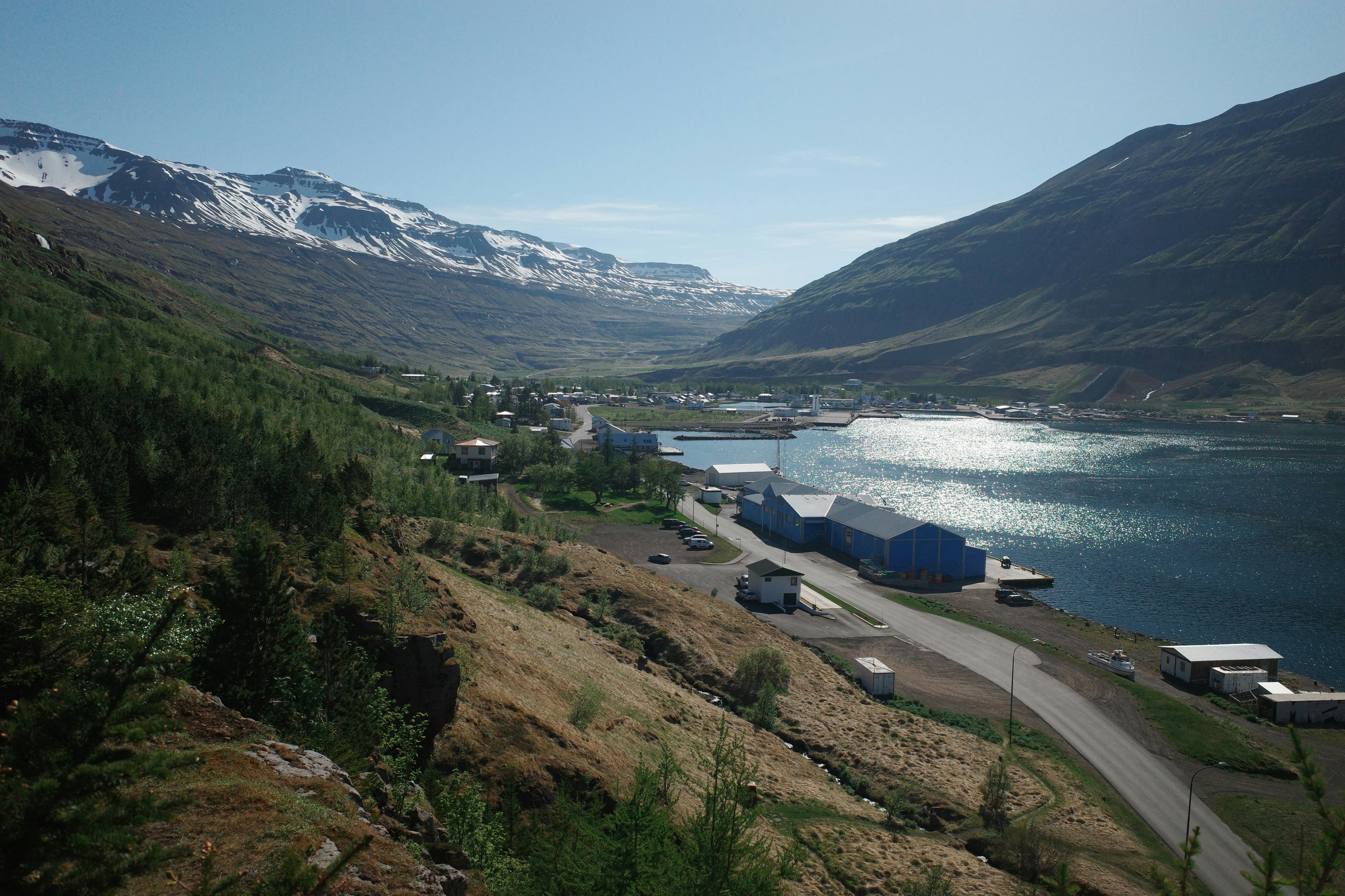Harbor Village Nestled Between Snow-Capped Peaks