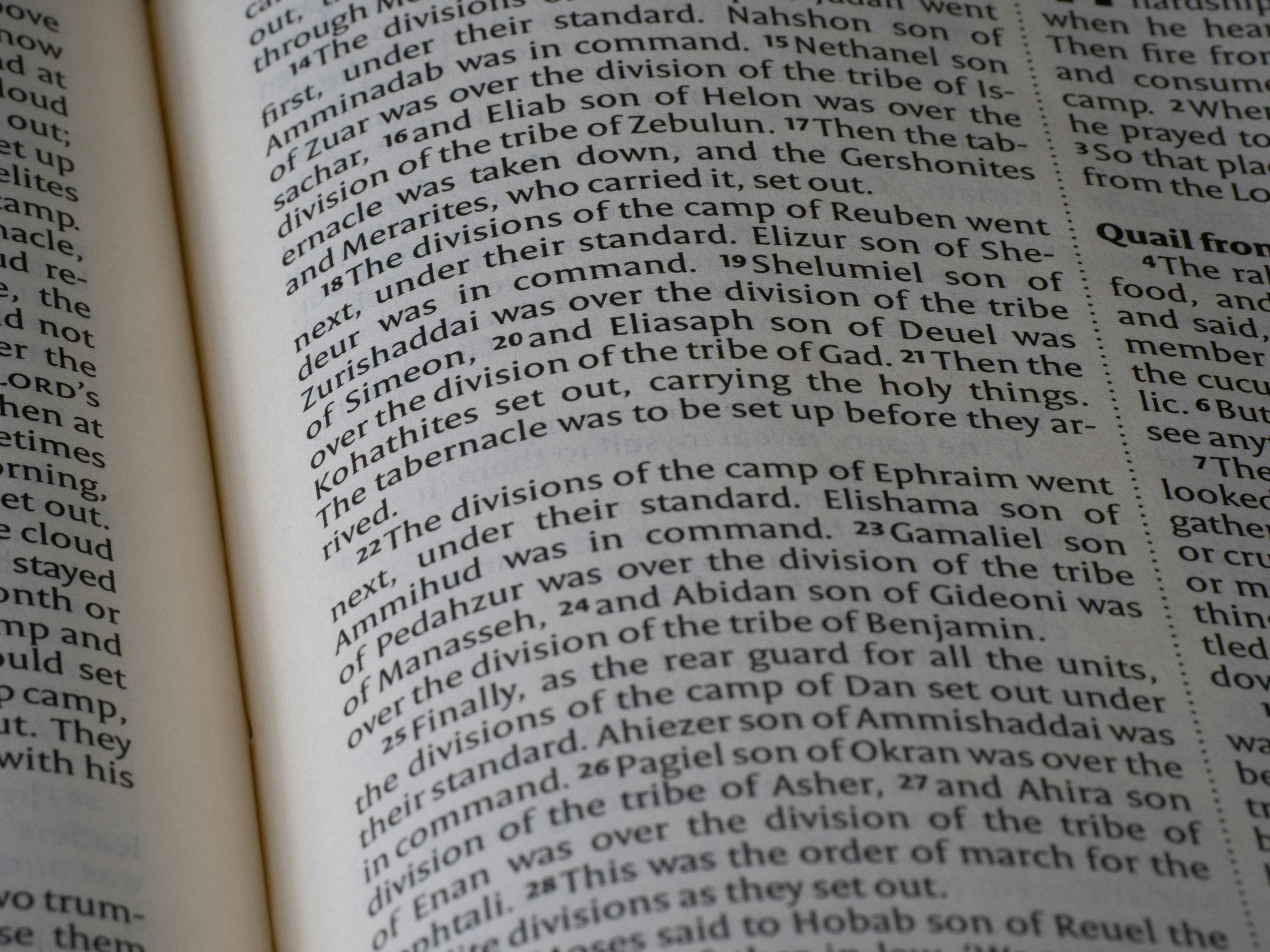 Close-up of dense text on a weathered book page, with a shallow depth of field suggesting a printed page. A quiet, literary detail emphasizing texture and typography.
