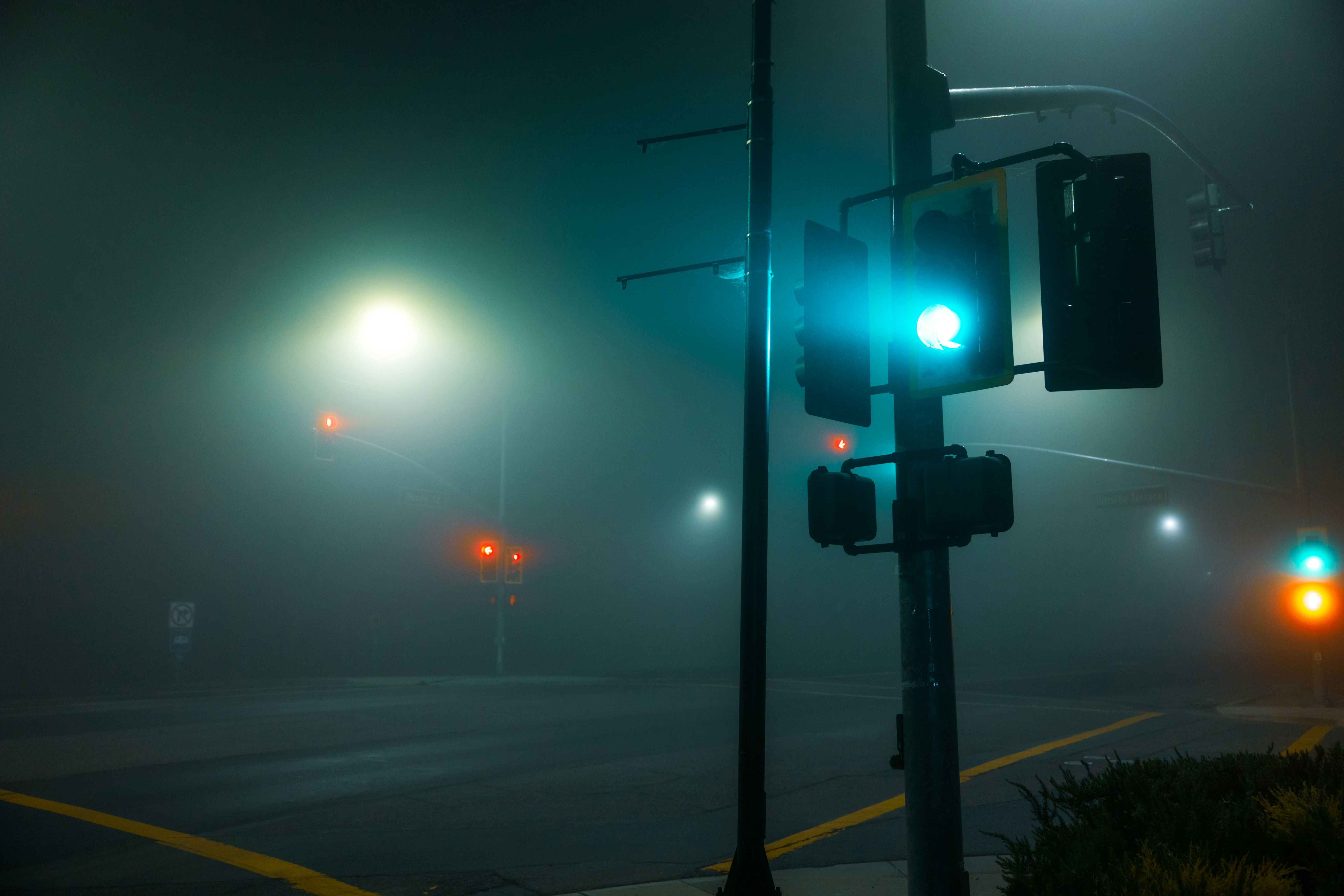 Neon Veil at an Idle Intersection