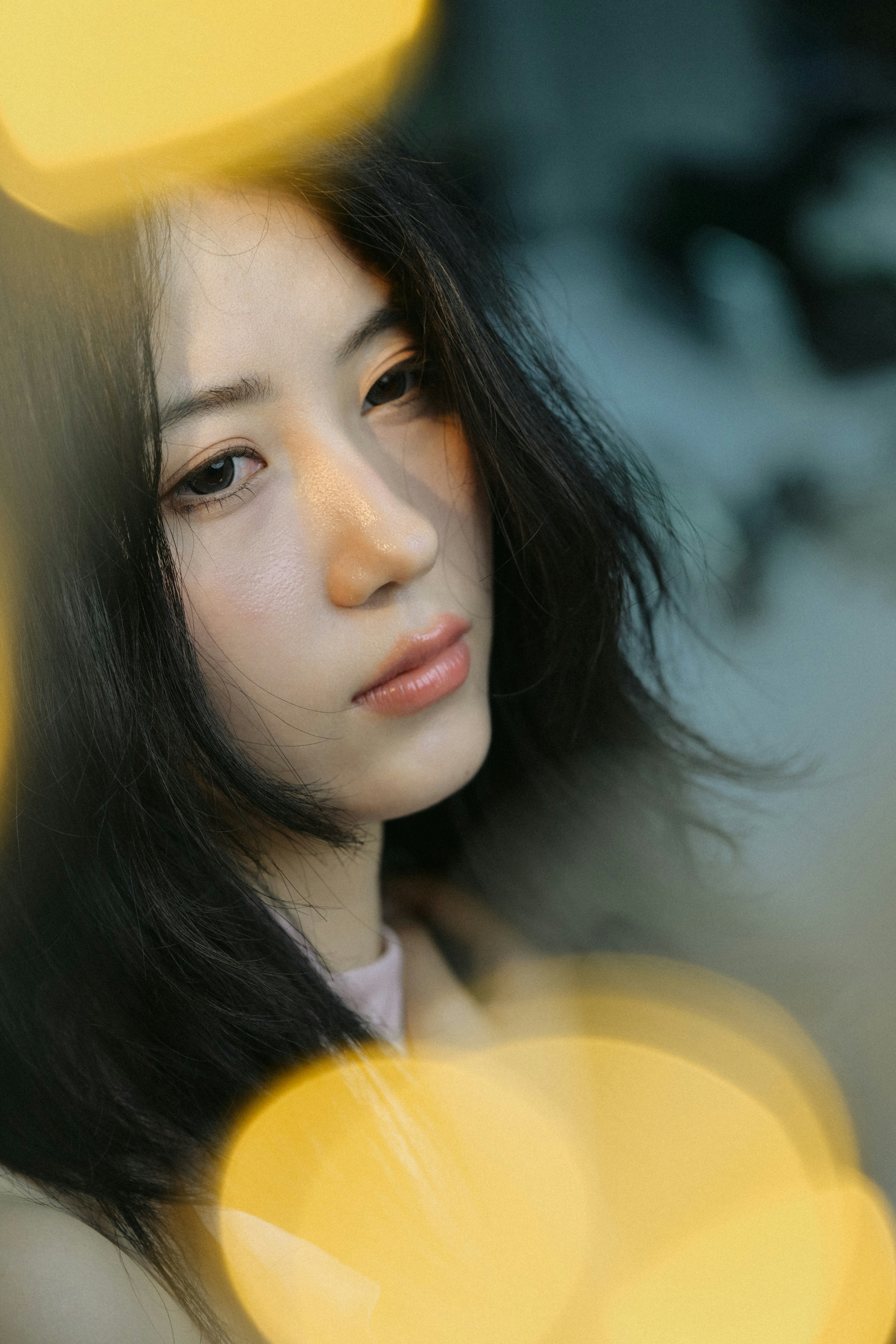 Soft Gaze Through a Veil of Golden Bokeh