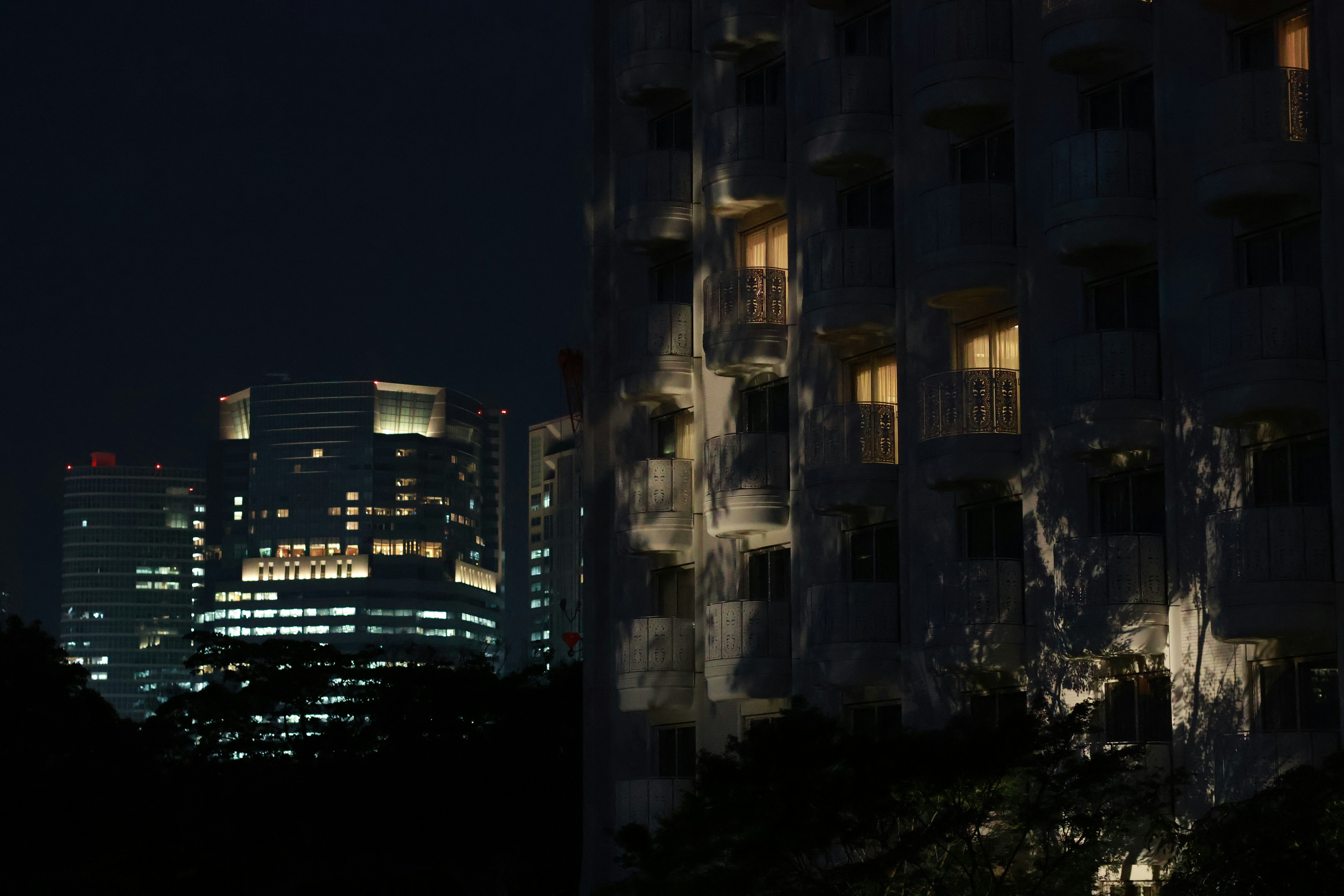 Night Contrast: Urban Glass and Shadow