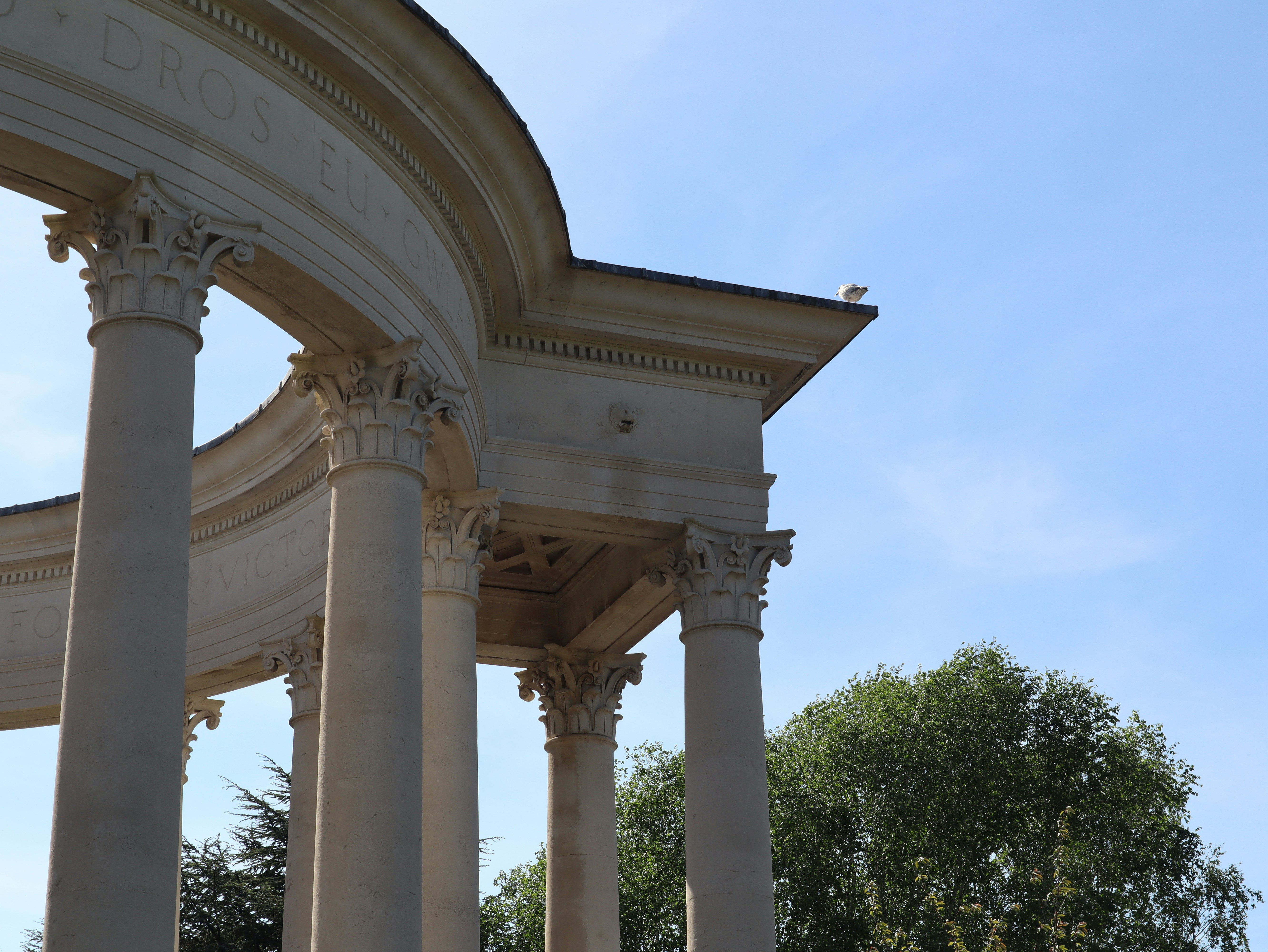 Classical Columns under a Clear Blue Sky