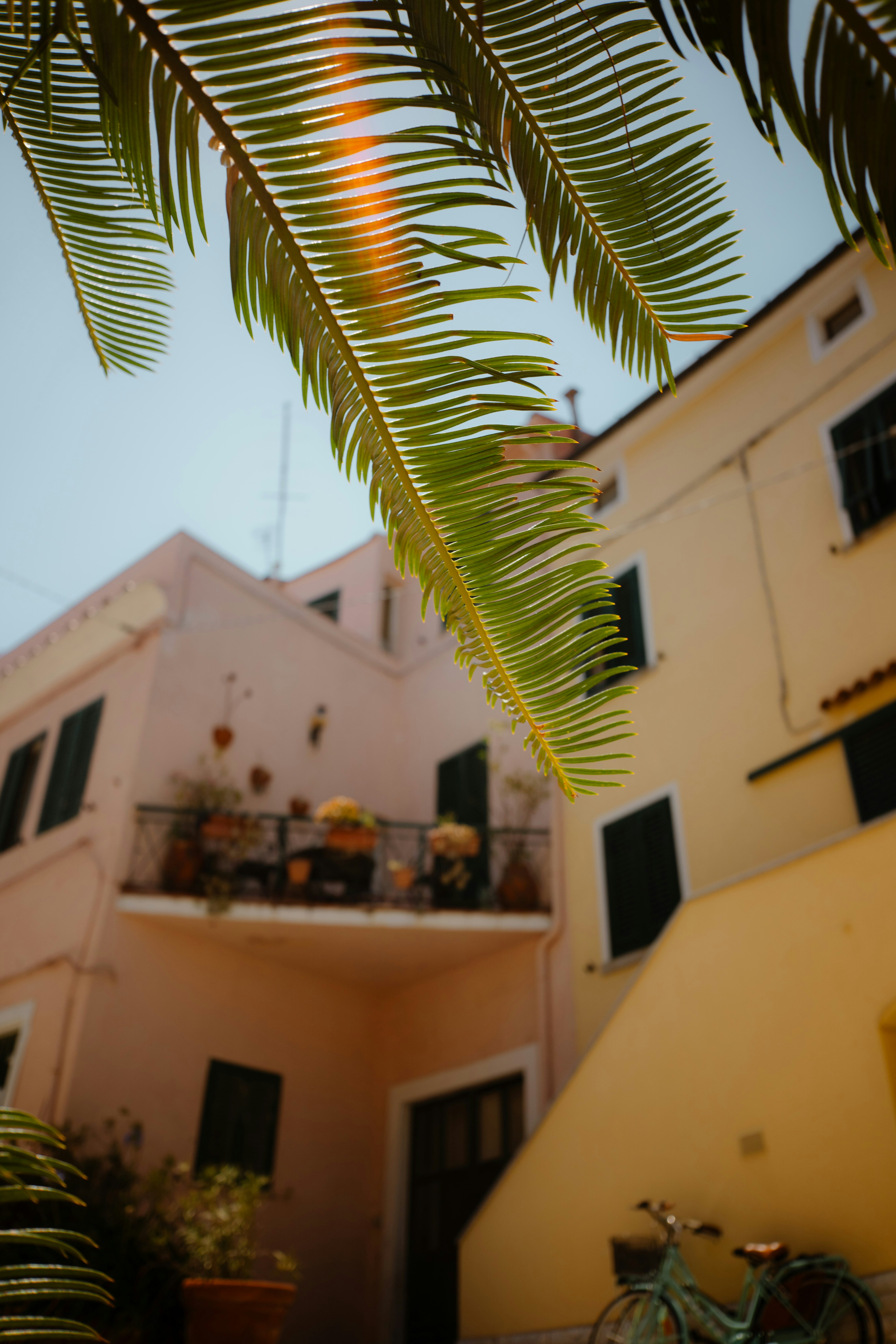 Sunlit Balcony over a Mediterranean Street