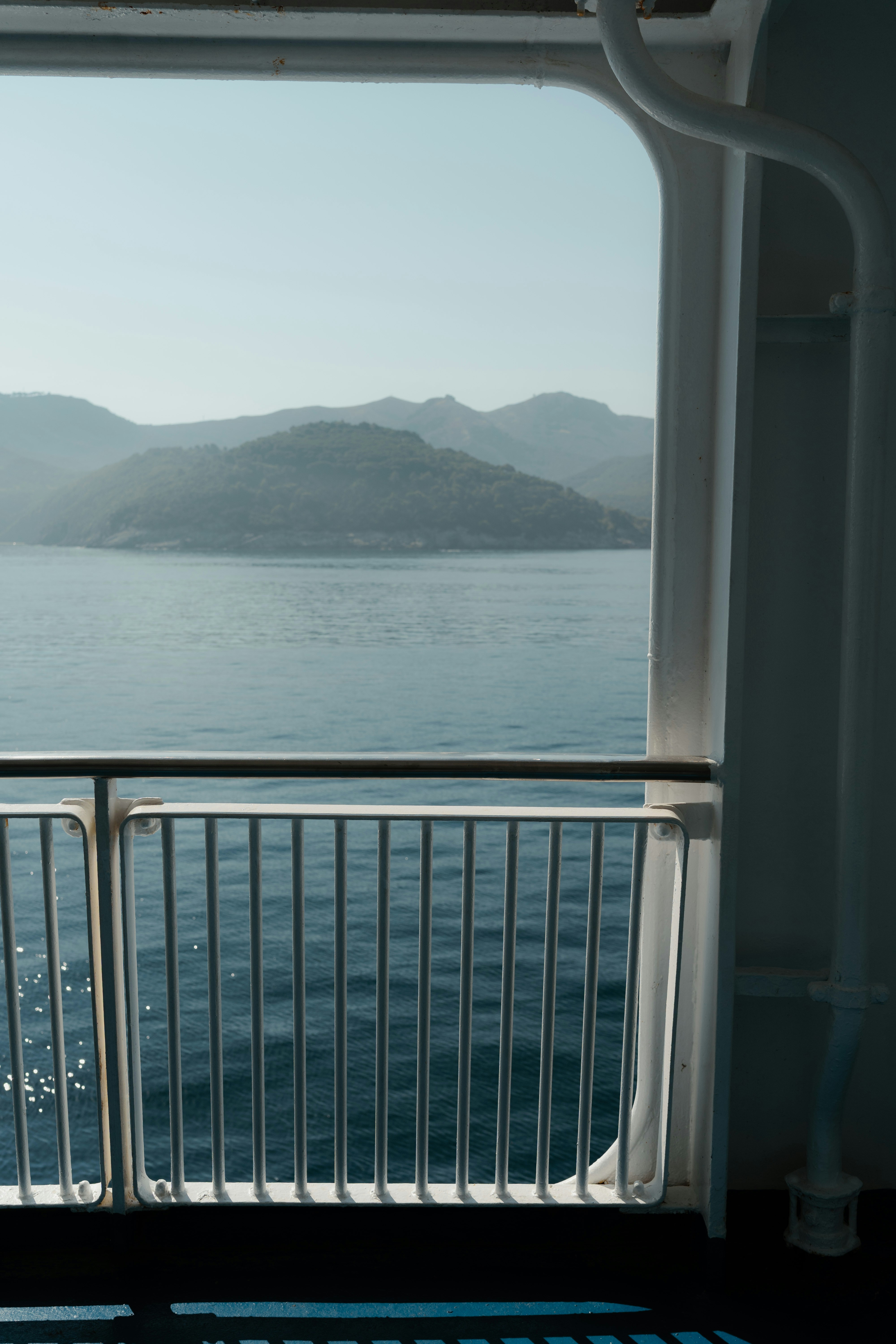 Horizon View Through a Ferry Deck Rail