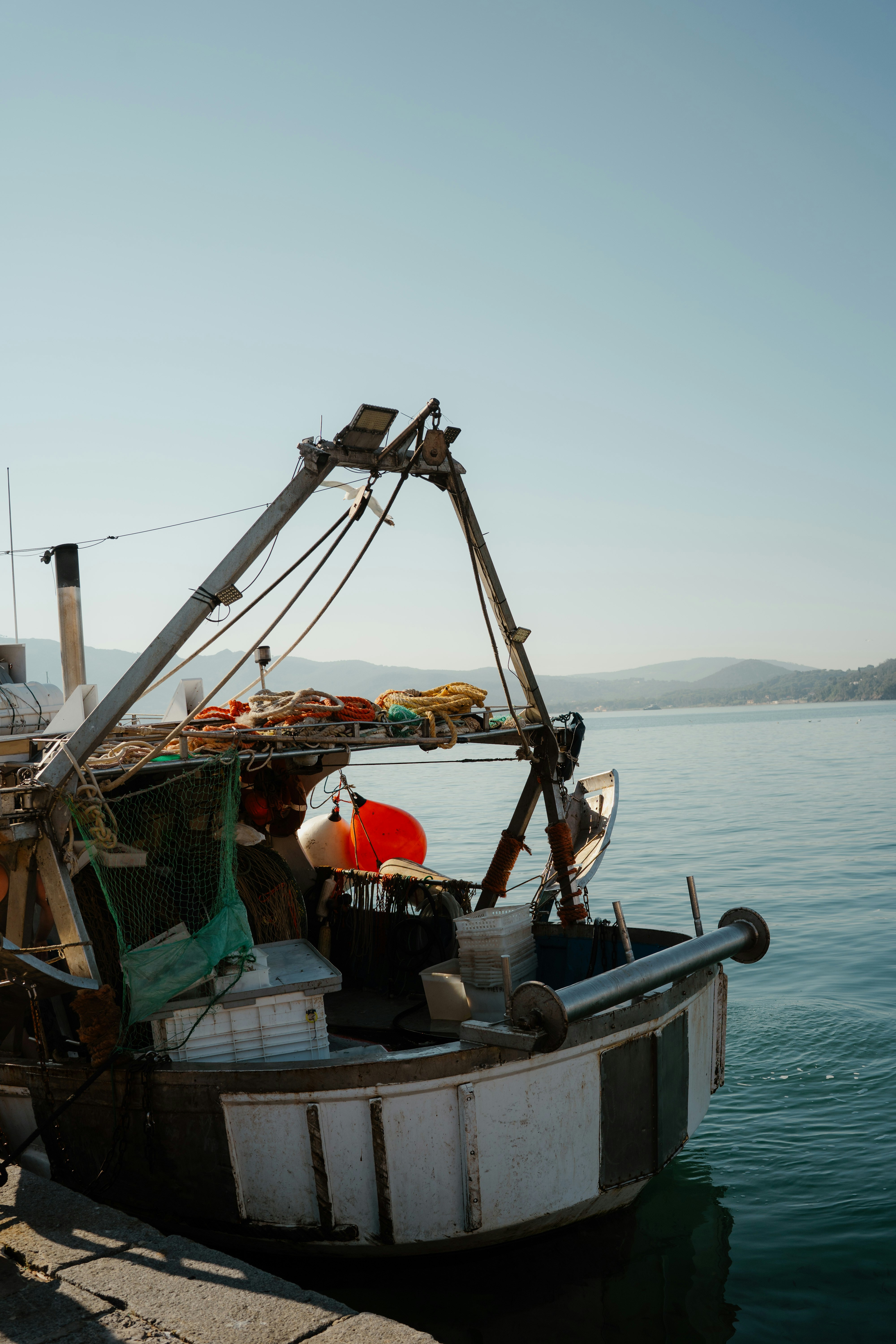 Harbor Vessel and Gear at Dusk: A Closer Look at a Lobster Boat