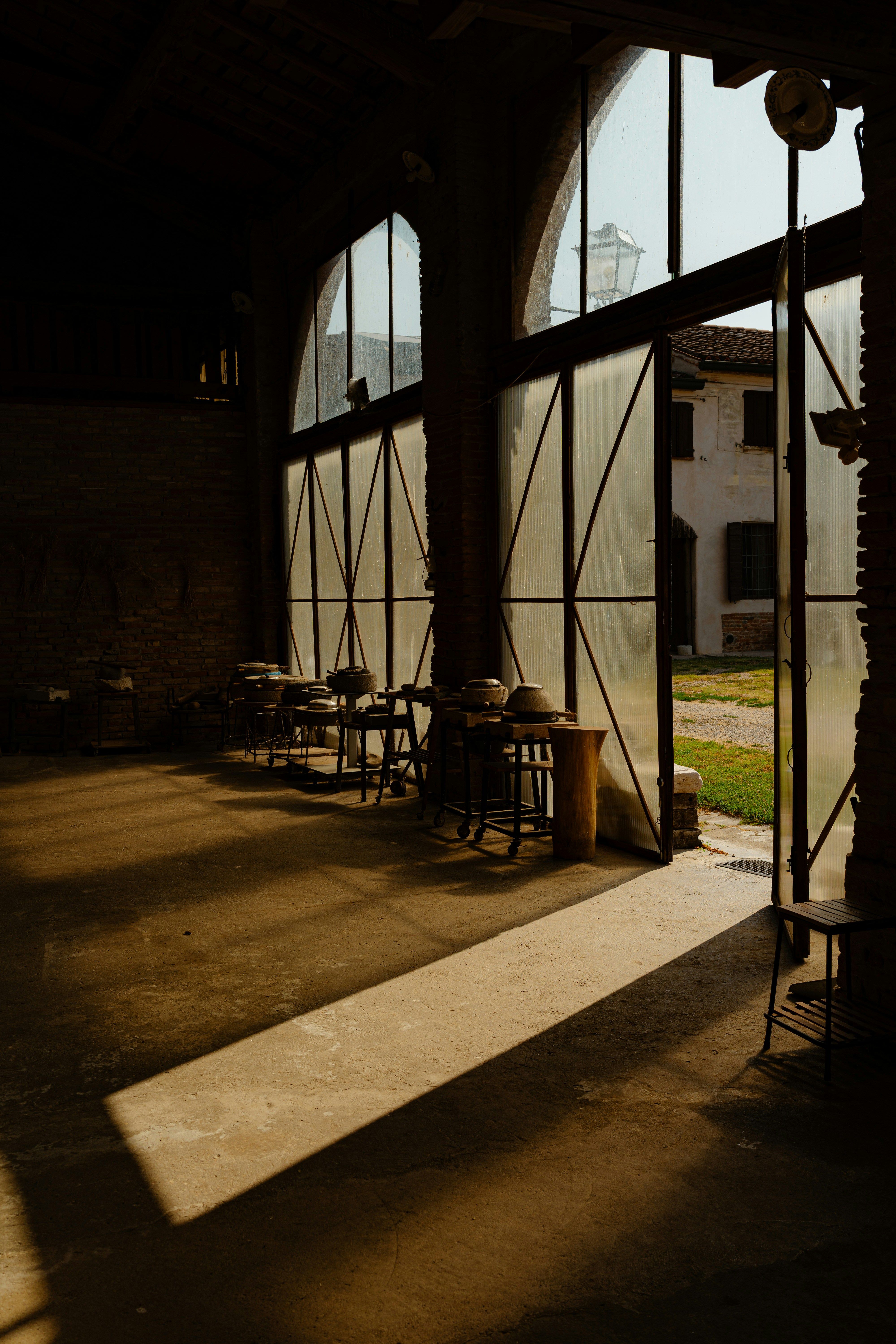 Sunlit Courtside: Long Shadowed Interior to Exterior Transition
