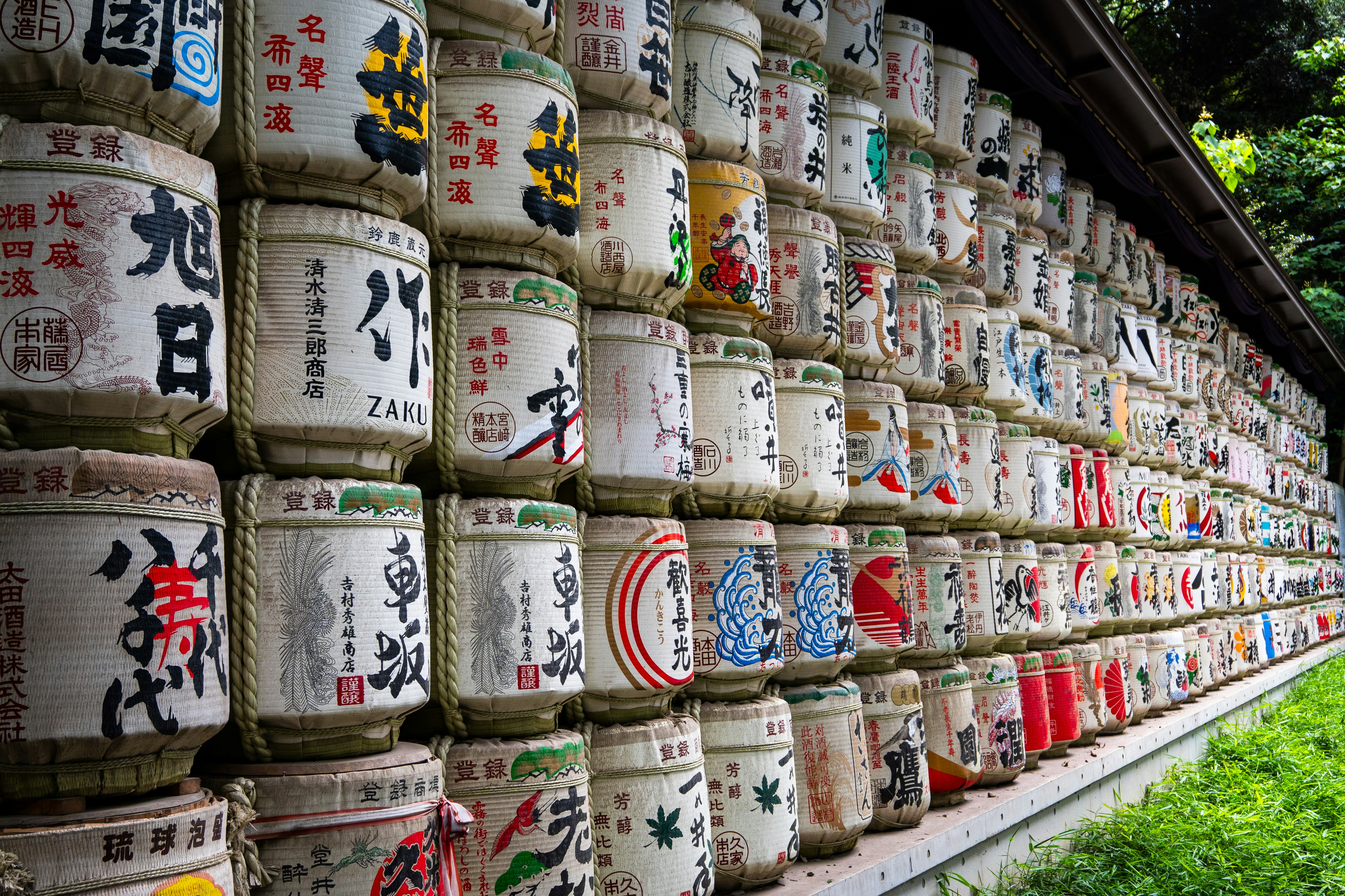 Row on Row: A Wall of Sake Barrels in Quiet Repose