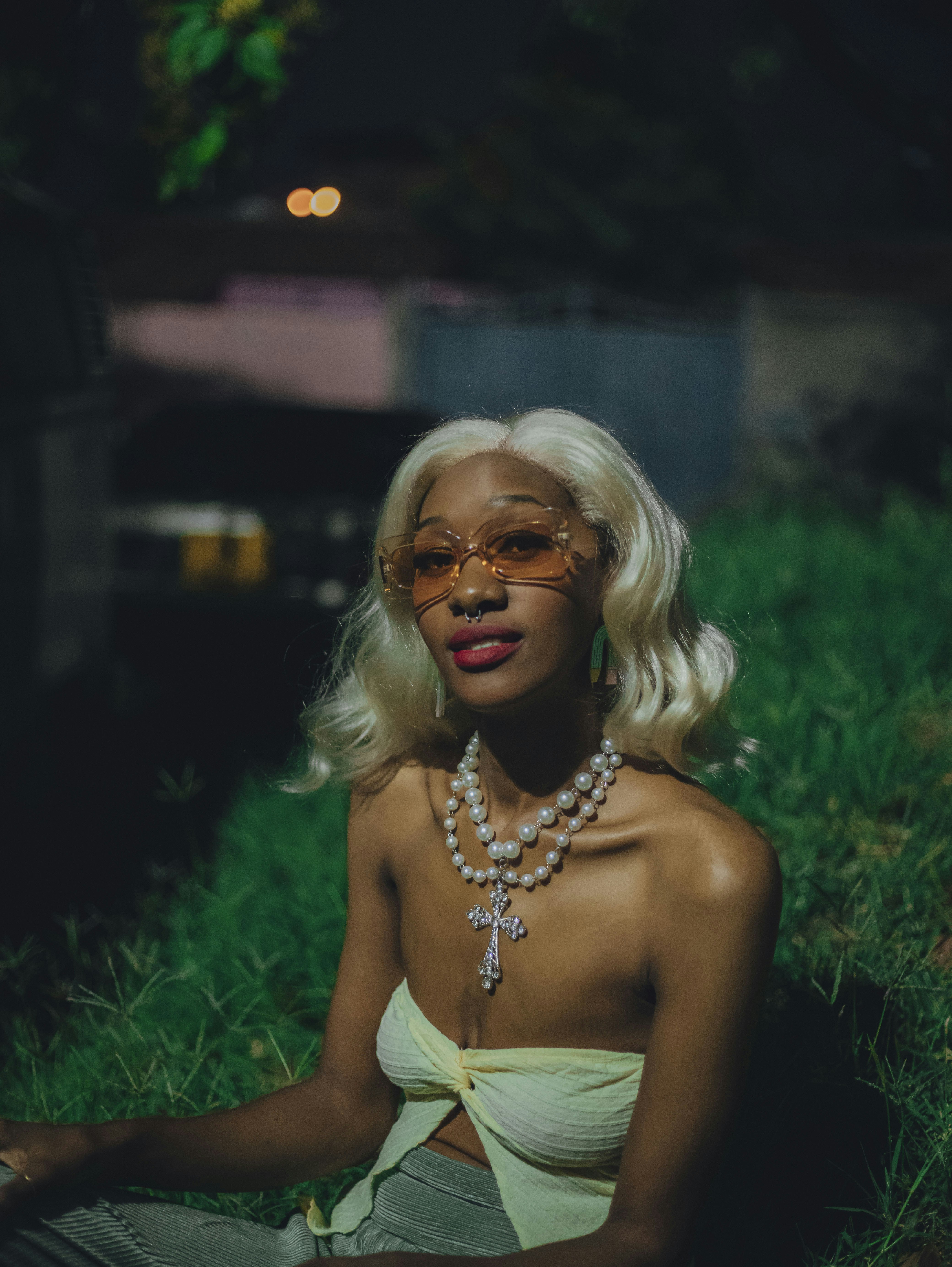 Neon Diva under Night Garden Lights
