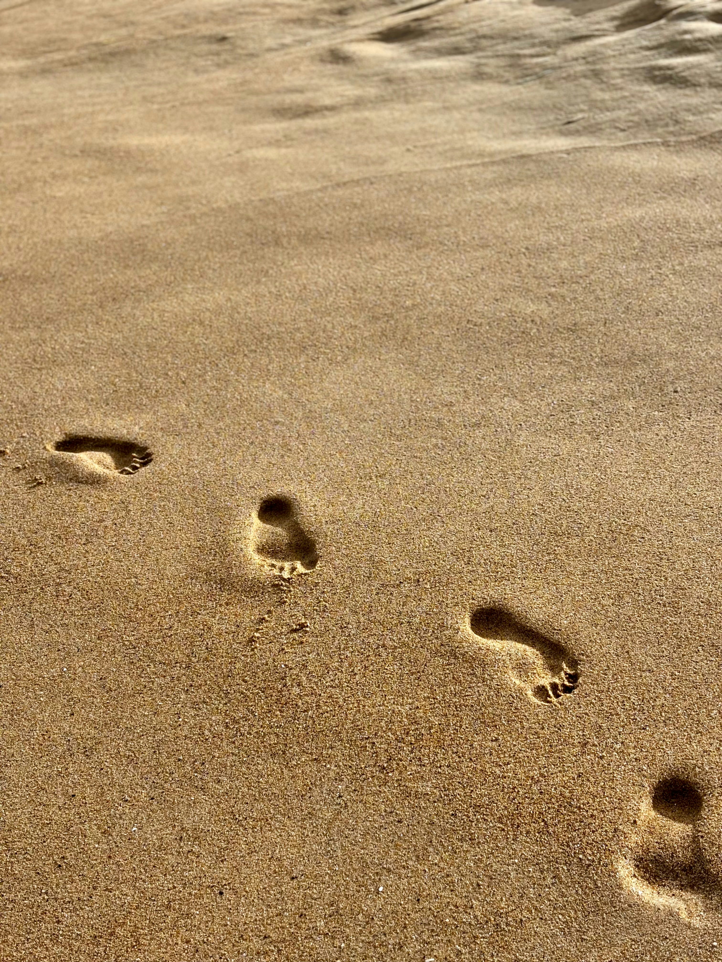 Footprints on Quiet Beach: A Subtle Trail Across Golden Sand